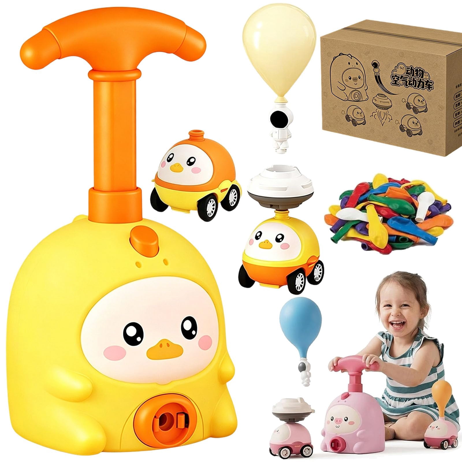 Balloon Launcher Toy Set, 2026 Upgraded Animal Air-Powered Balloon Car ...