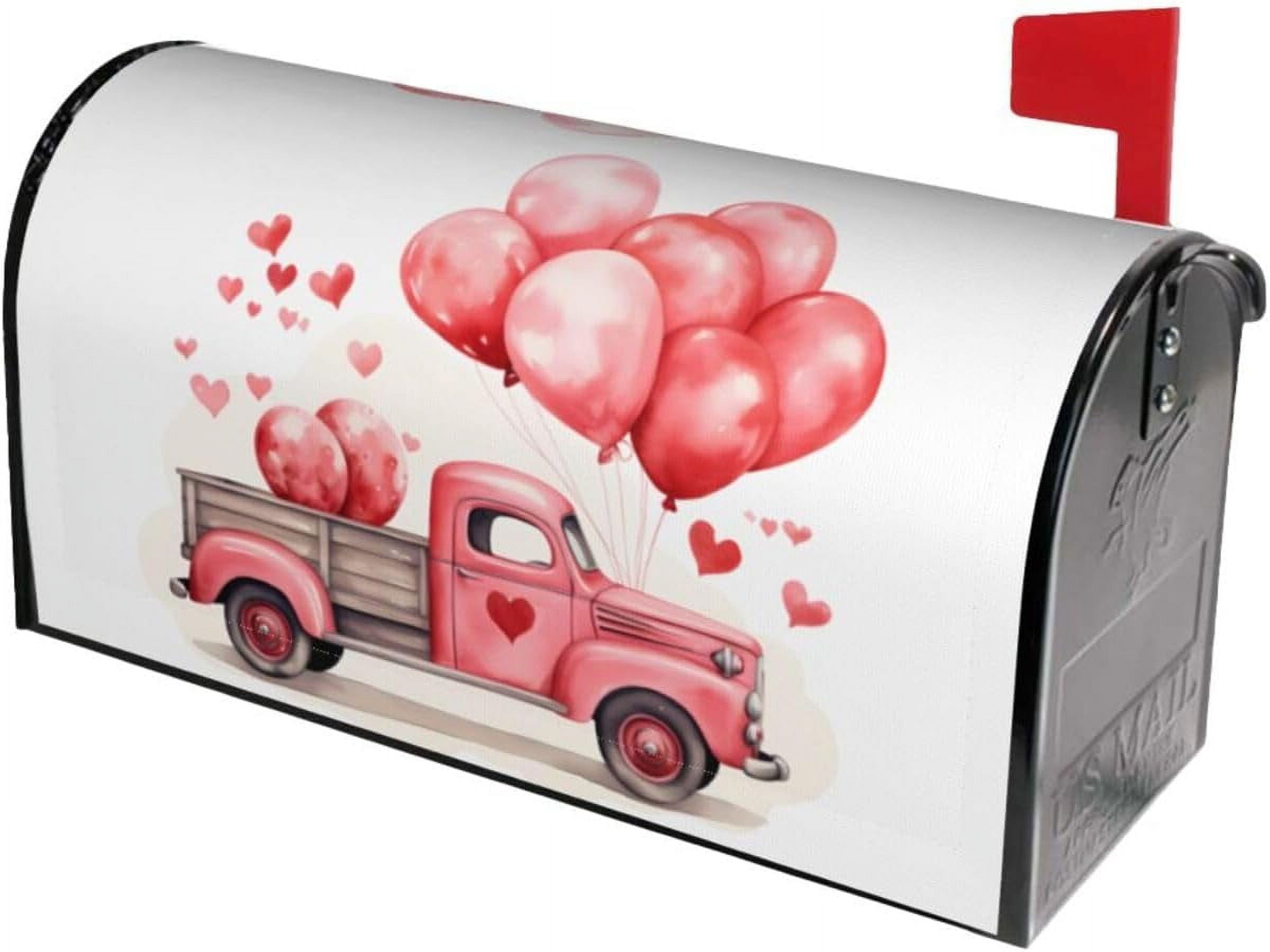Balloon Love Heart Mailbox Covers, Red Turck Magnetic Post Box Cover ...