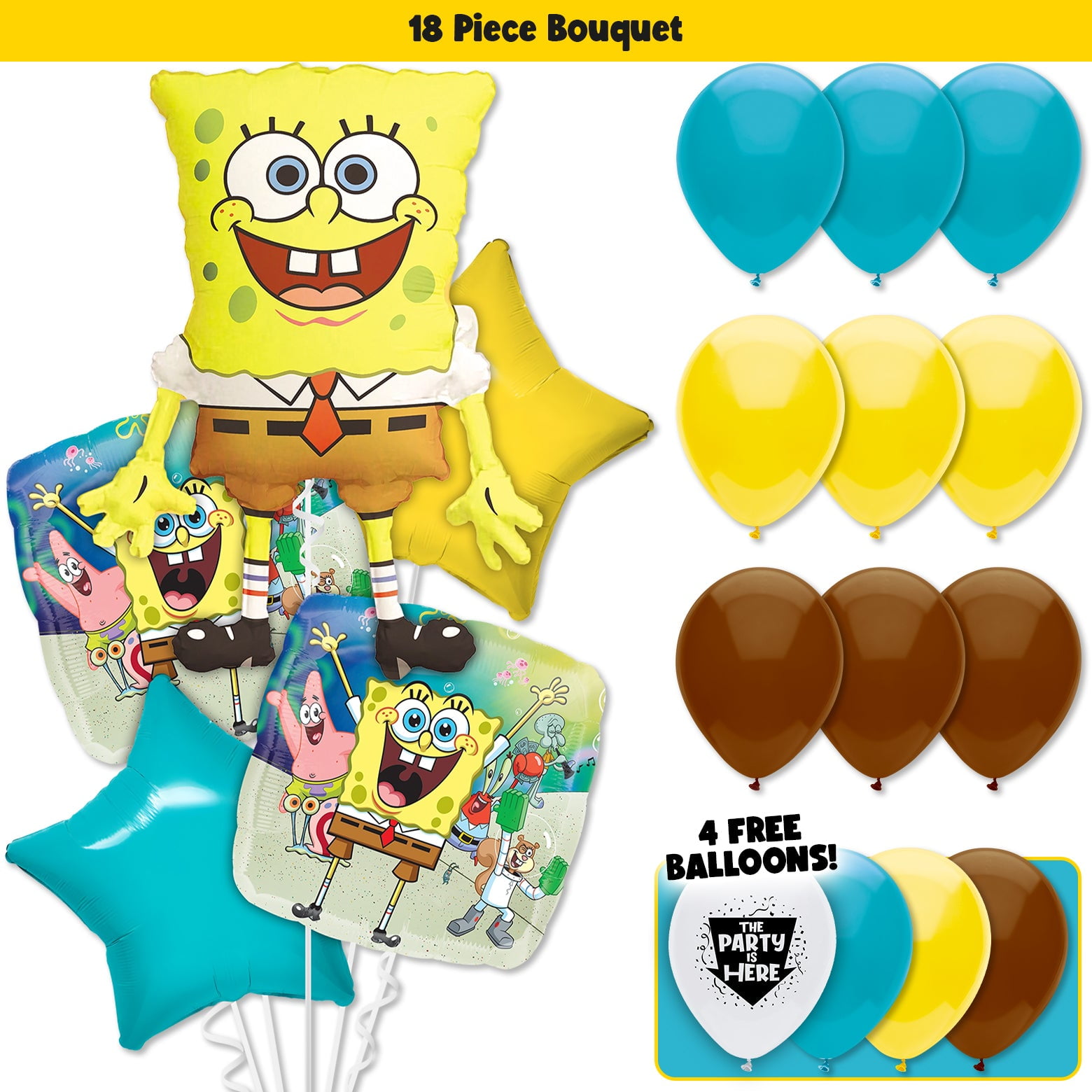 Balloon Match Spongebob Squarepants Balloons Bouquet Kit, 18 Pieces ...