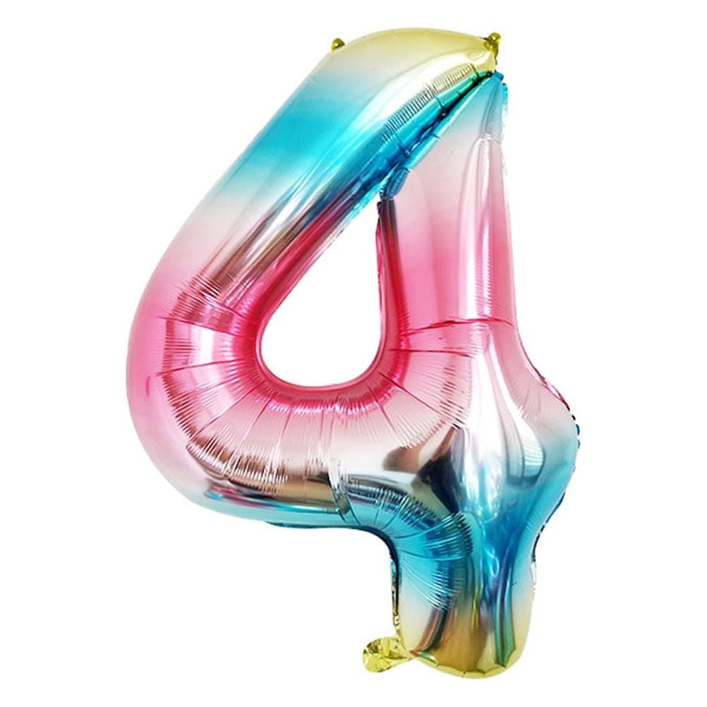 Balloon Number Four Decor Helium Wedding Balloons Gold Glitter ...