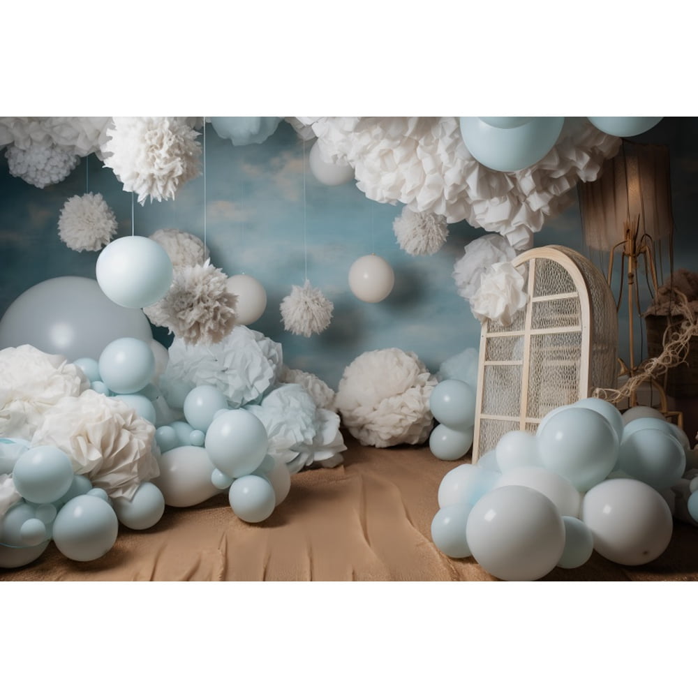 Balloon Party Backdrop Boy Girl First Birthday Party Banner Baby Shower ...