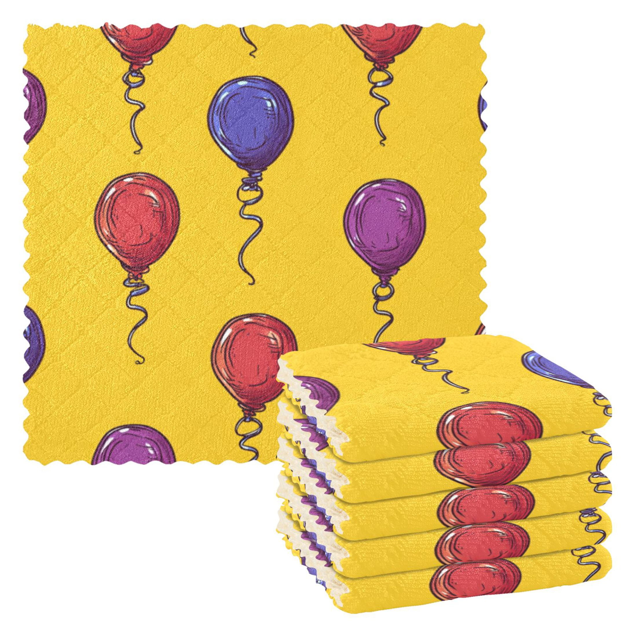 Balloon Pattern Design Dish Towels 6 Pack Kitchen Cleaning Dish Cloths ...