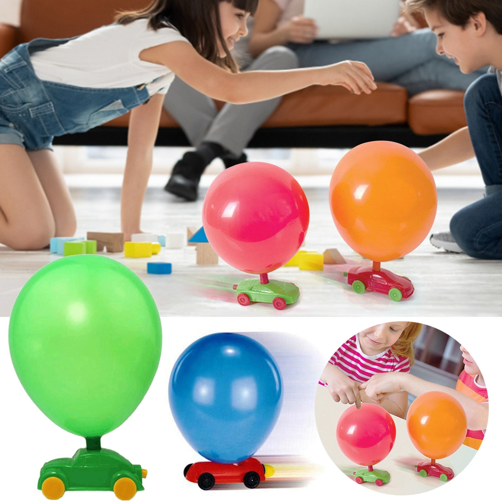 Balloon Powered Car Toy Educational Air Powered Racer Vehicle for Kids ...