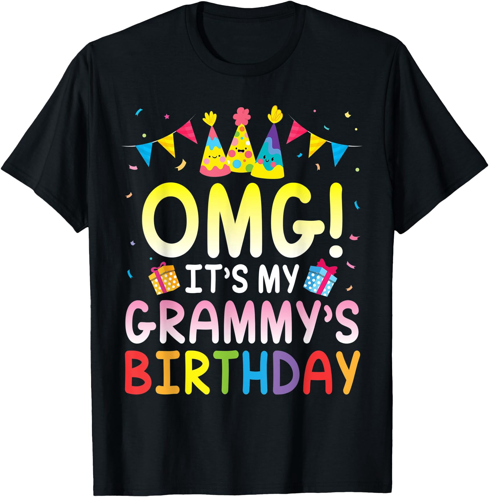 Balloon Present OMG It's My Grammy's Birthday Happy Mom Nana T-Shirt ...