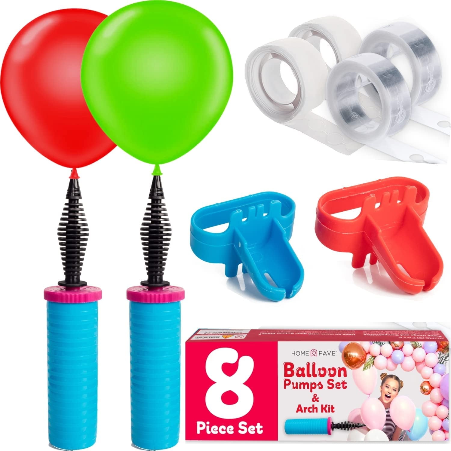 Balloon Pump Balloon Arch Kit Set of 8 Balloon Pump, Dual Action Hand ...