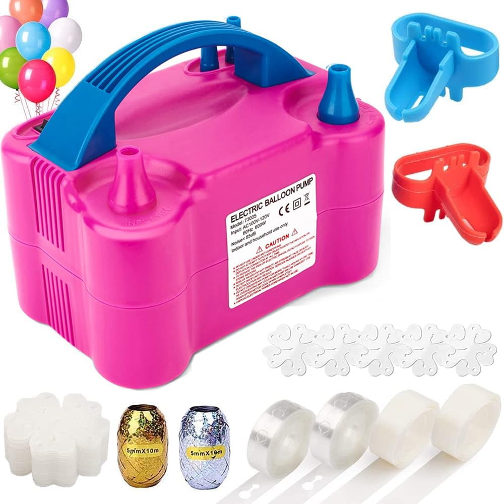 Balloon Pump, Portable Dual IFF17 Nozzle Ballon Inflator Pump for ...