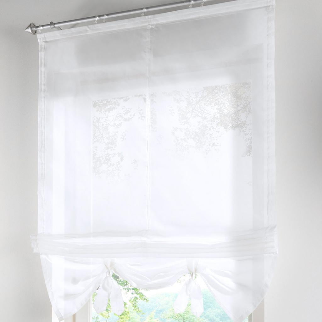 Balloon Roman Curtain Rod Pocket Window Panel Drapes, Solid Color, 1 ...