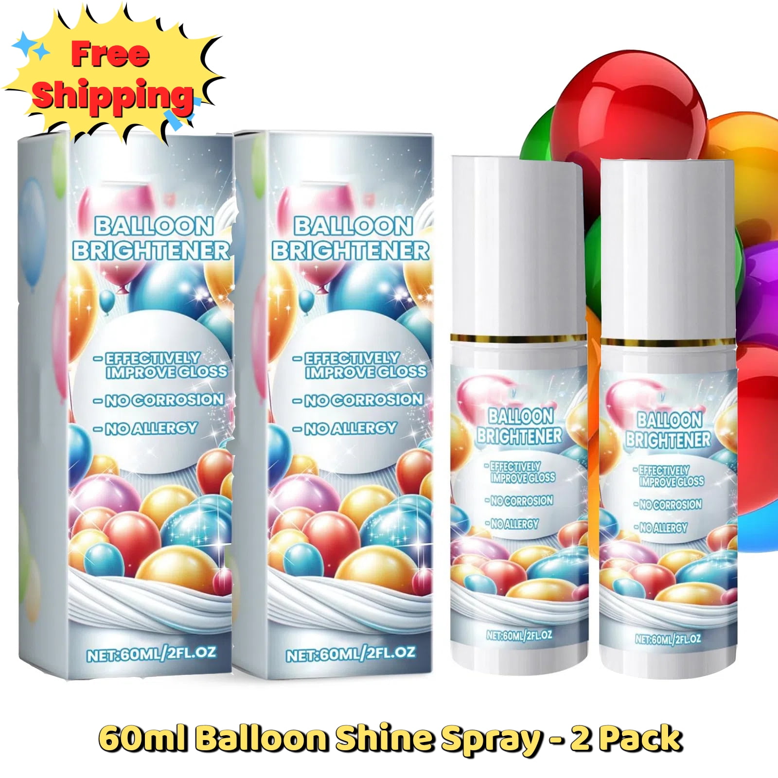 Balloon Shine Spray 60ml - High-Gloss Spray for Latex, Helium & Foil ...