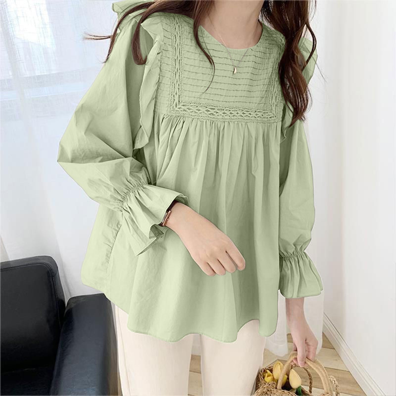 Balloon Sleeve Tunic Shirt Women Long Sleeve And Shirts for Women Women Shirt Workout Tunic Top ...