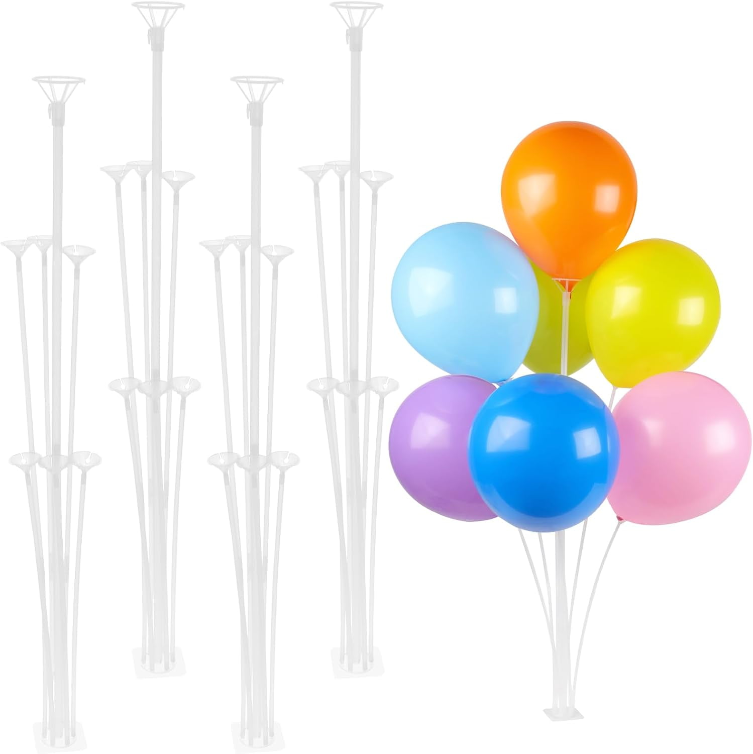 Balloon Stand Kit (4 Sets) - Durable Balloon Sticks with a Sticky ...