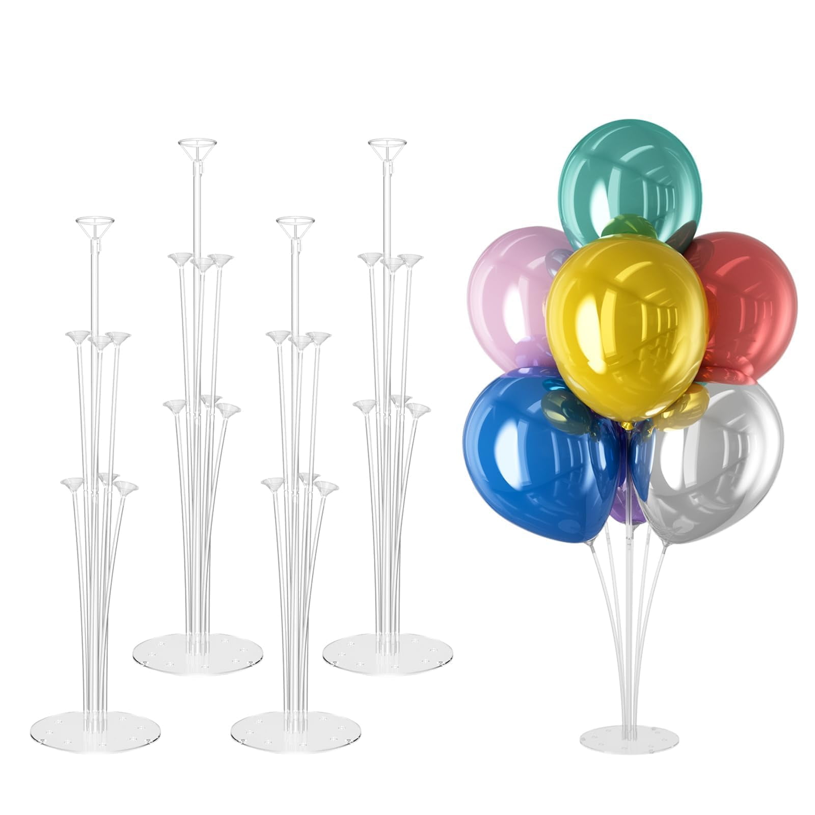 4 Pack Balloon Stand Set with Stable Base, Party Balloon Holder Kit for ...