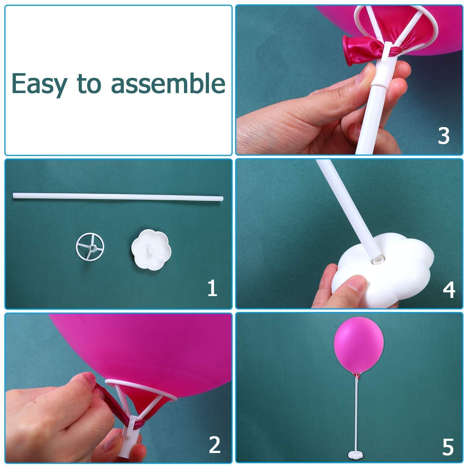 Balloon Stand Kit, AJH3 15 pack Balloon Stick Holder with Base for ...