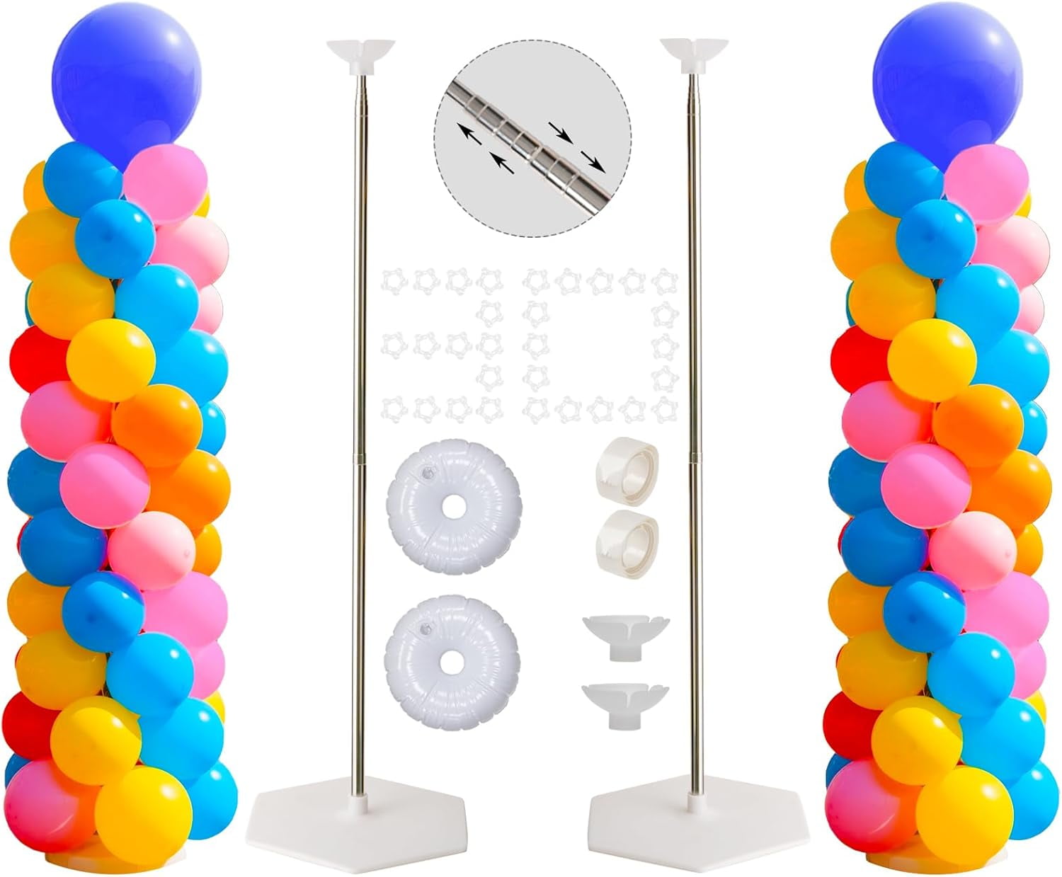 Balloon Stand Kit, Set of 2, 7 Feet Adjustable Balloon Column Stand for ...