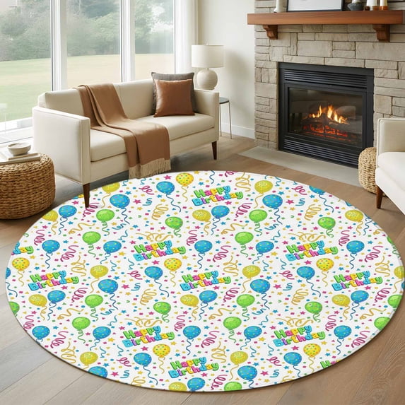 Balloon Stars 7FT Round Area Rugs for Living Room Festival Happy ...