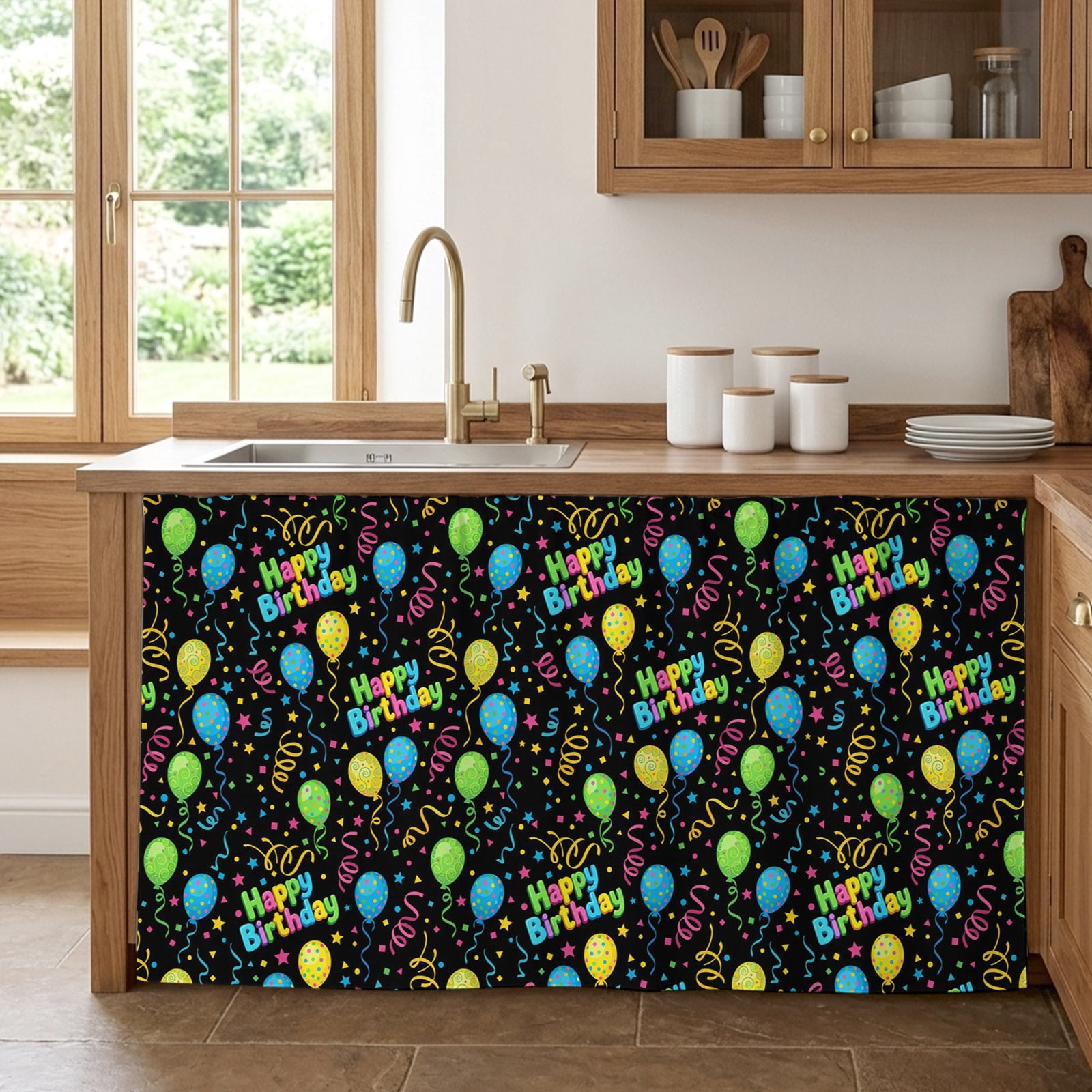 Balloon Stars Cabinet Curtains for Kitchen 28"Wx51"L, Festival Happy ...