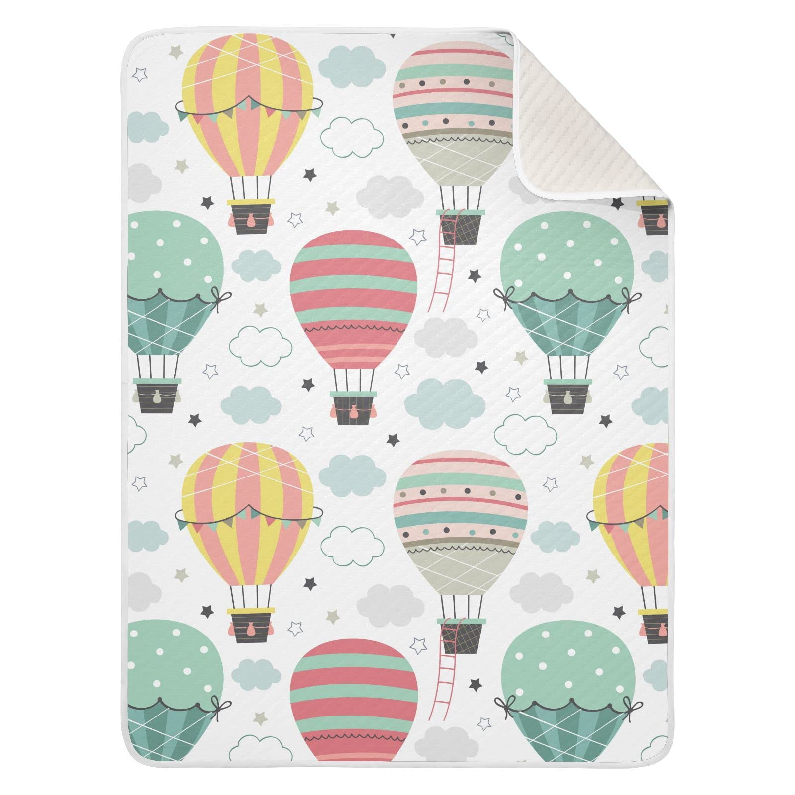 Balloon Throw Blanket Cute Watercolor Hot Air Balloons Pattern ...