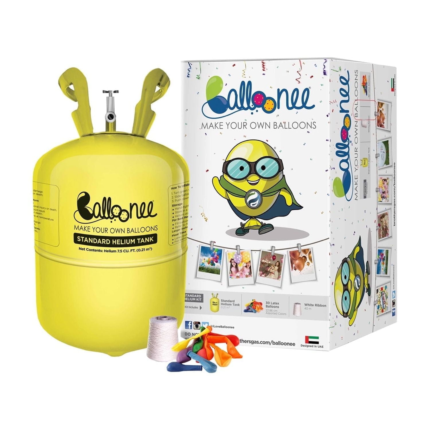 Balloonee Standard Disposable Helium Party Kit, Helium Tank for ...