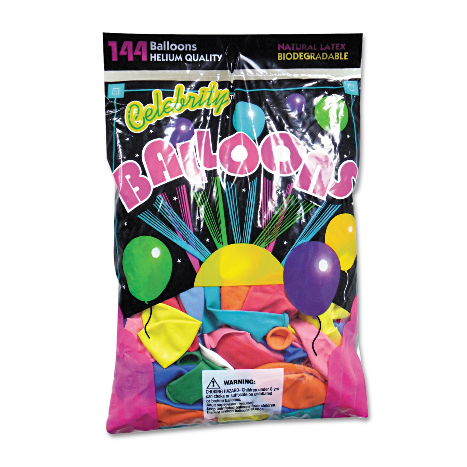 Balloons, 12", Helium Quality Latex, 12 Assorted Colors, 144/pack ...