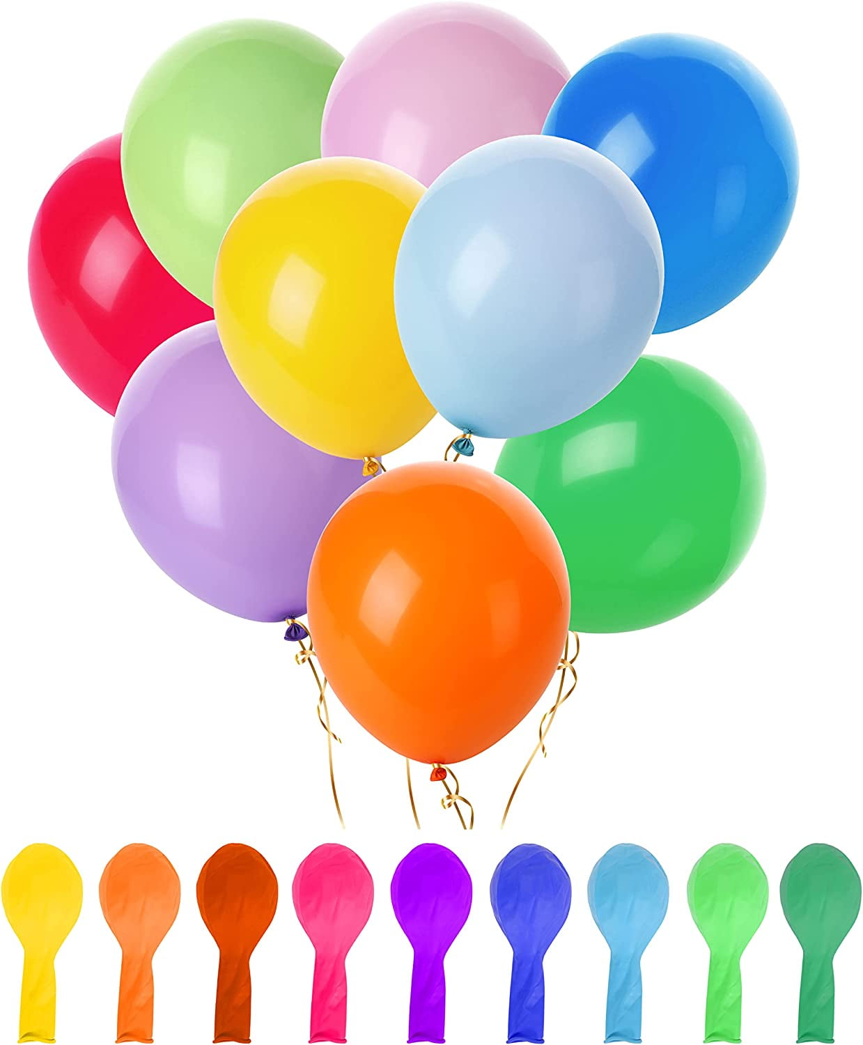 Balloons, 12 Inch, 54 Pack, Vibrant Colors, Party Balloons, Rainbow ...