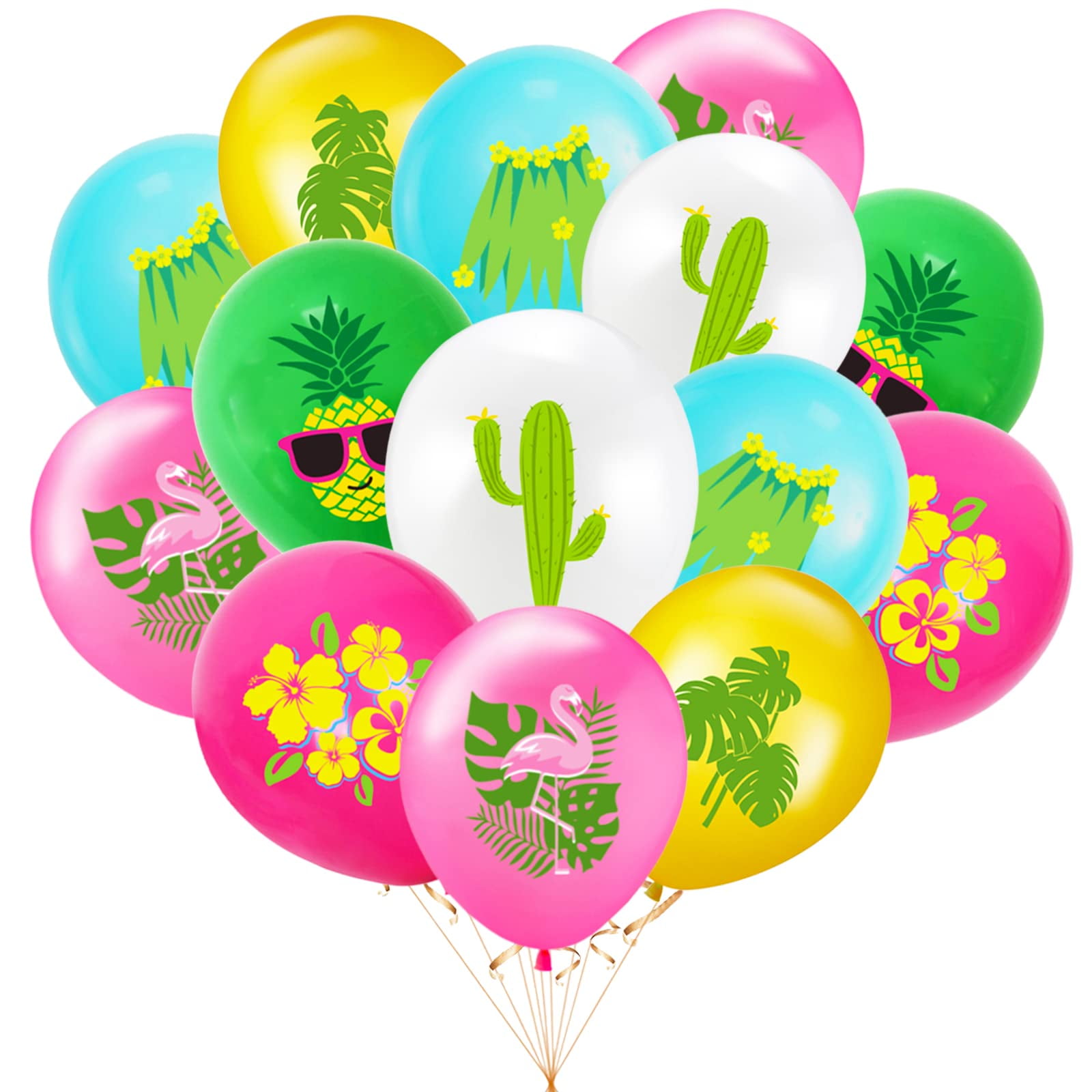 Balloons, 18 PCS Hawaiian Tropical Party Balloons, Pineapple Flamingo ...