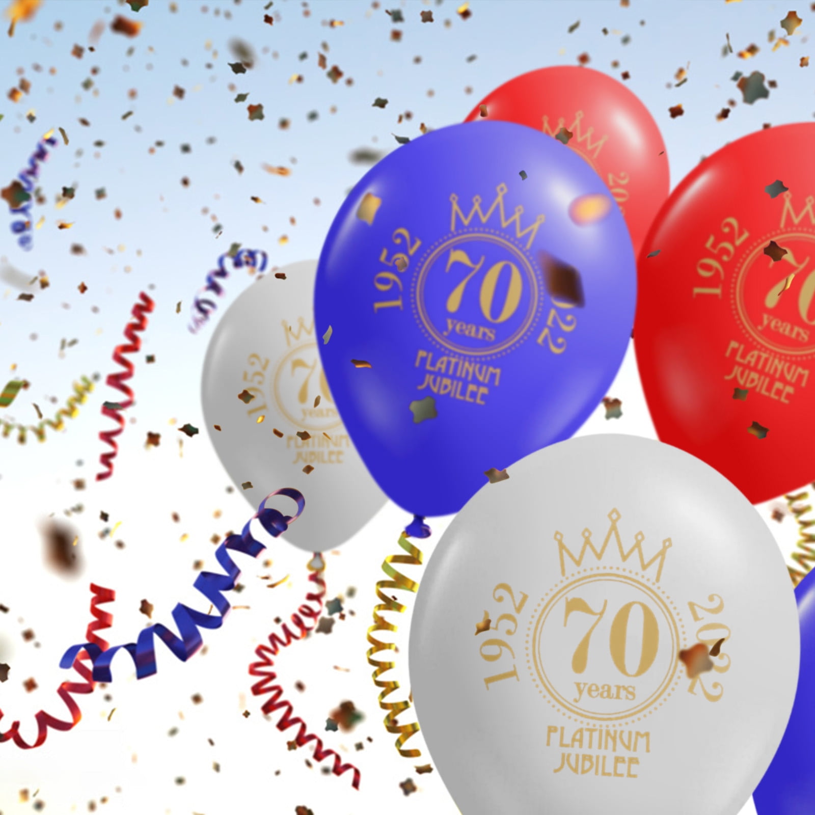 Balloons 70 Years Decoration Queens Balloons With Gold Ribbon 2022 ...