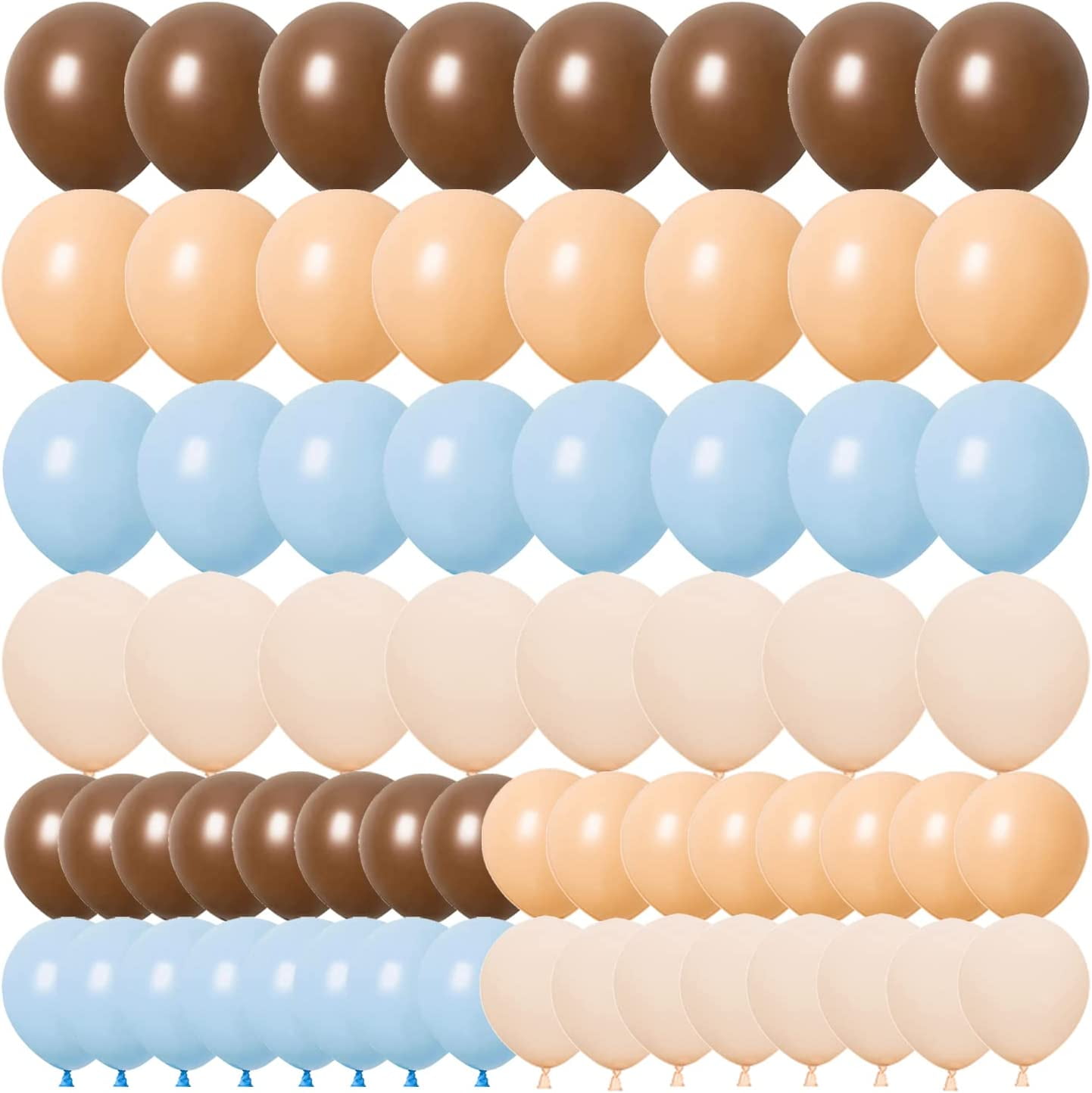 Finypa Balloons, Blue Brown Beige Latex, 64pcs Macaron, Baby Shower ...