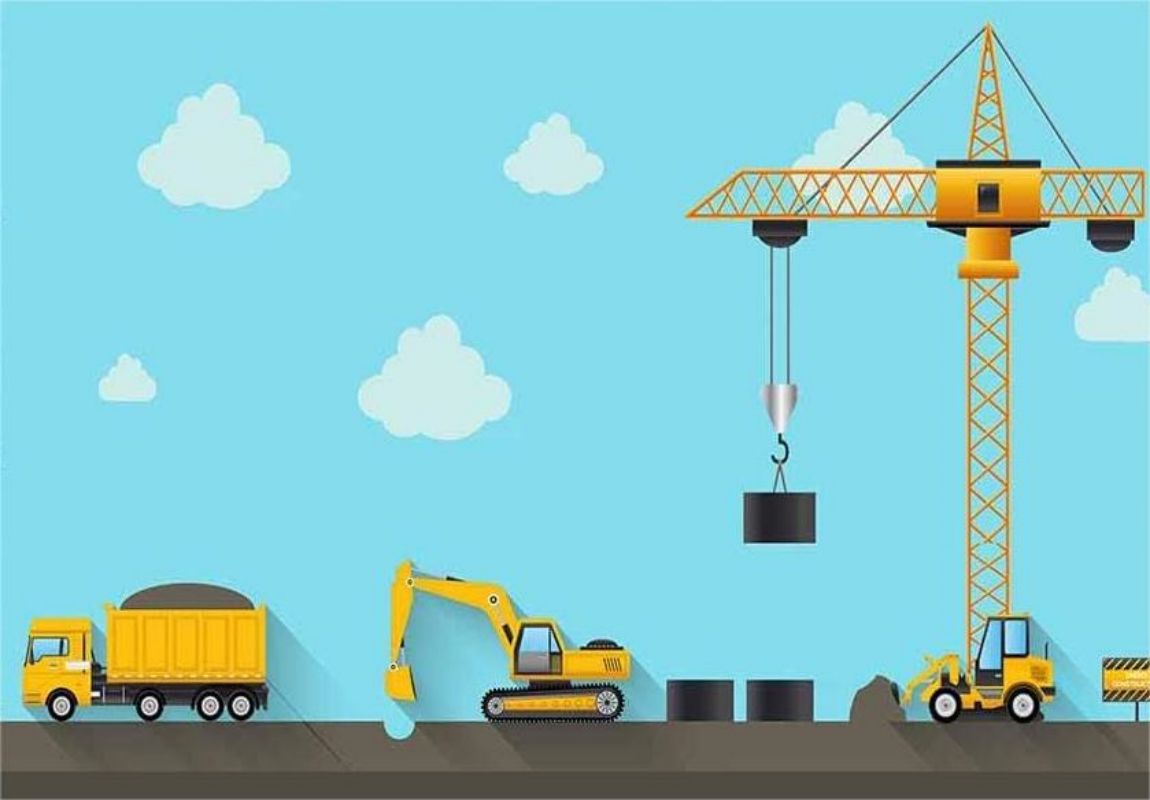 Balloons Excavator Birthday Party Backdrop Construction Theme Crane Boy Photo Photographic ...