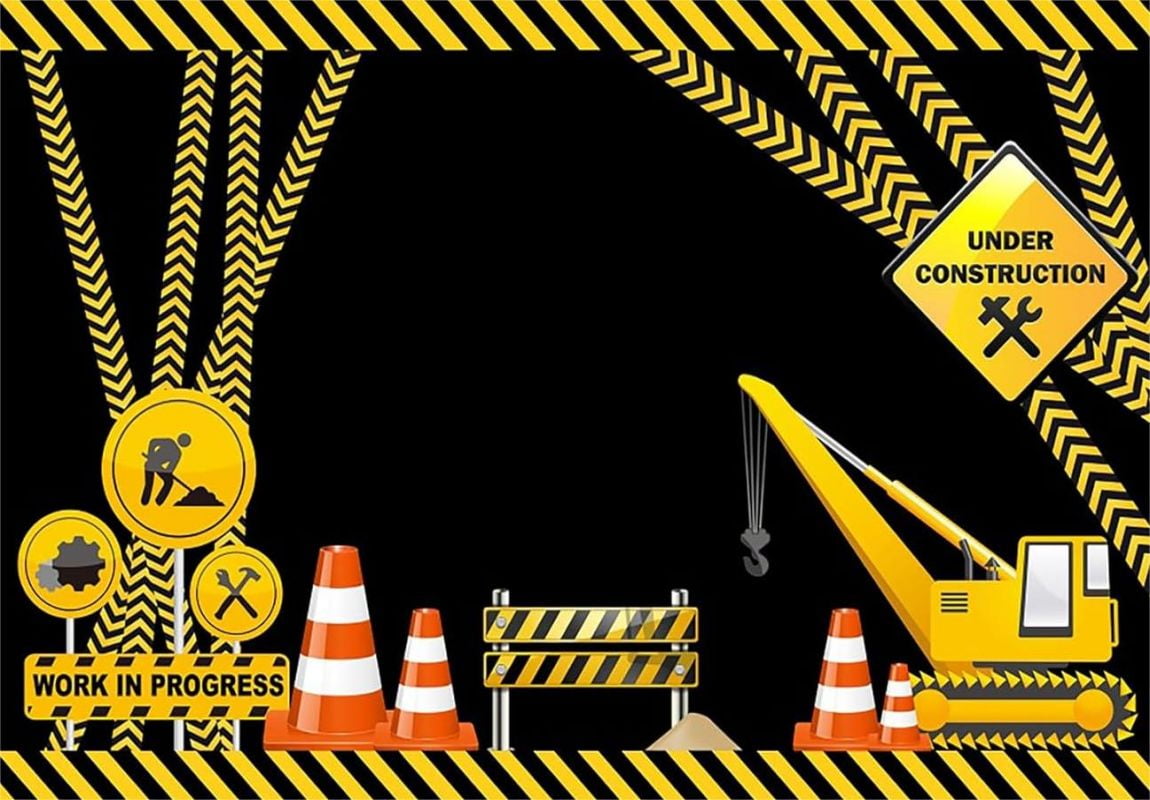Balloons Excavator Birthday Party Backdrop Construction Theme Crane Boy ...