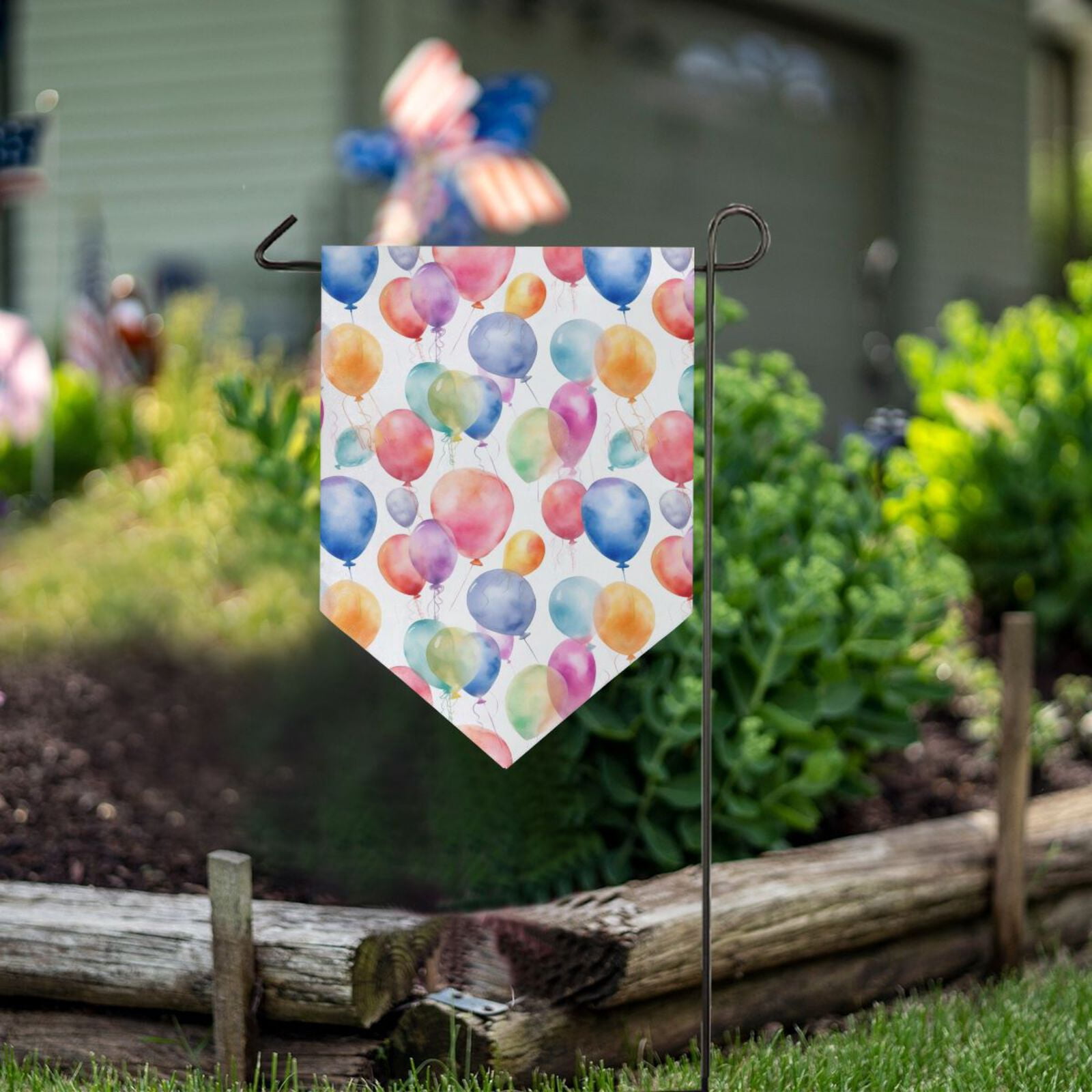 Balloons Garden Flag 18" x 12.5" Double Sided Yard Lawn Outdoor Decor ...