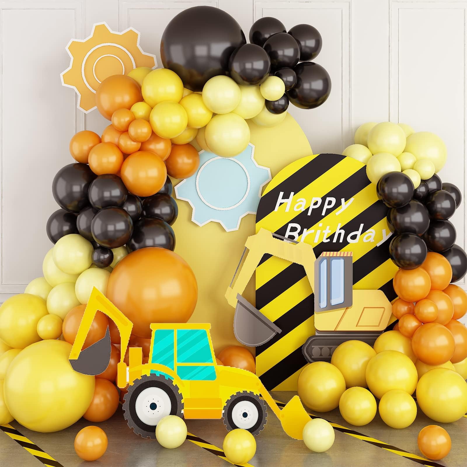 Balloons Garland Kit, Retro Orange Black KKS1 Yellow Balloon ...