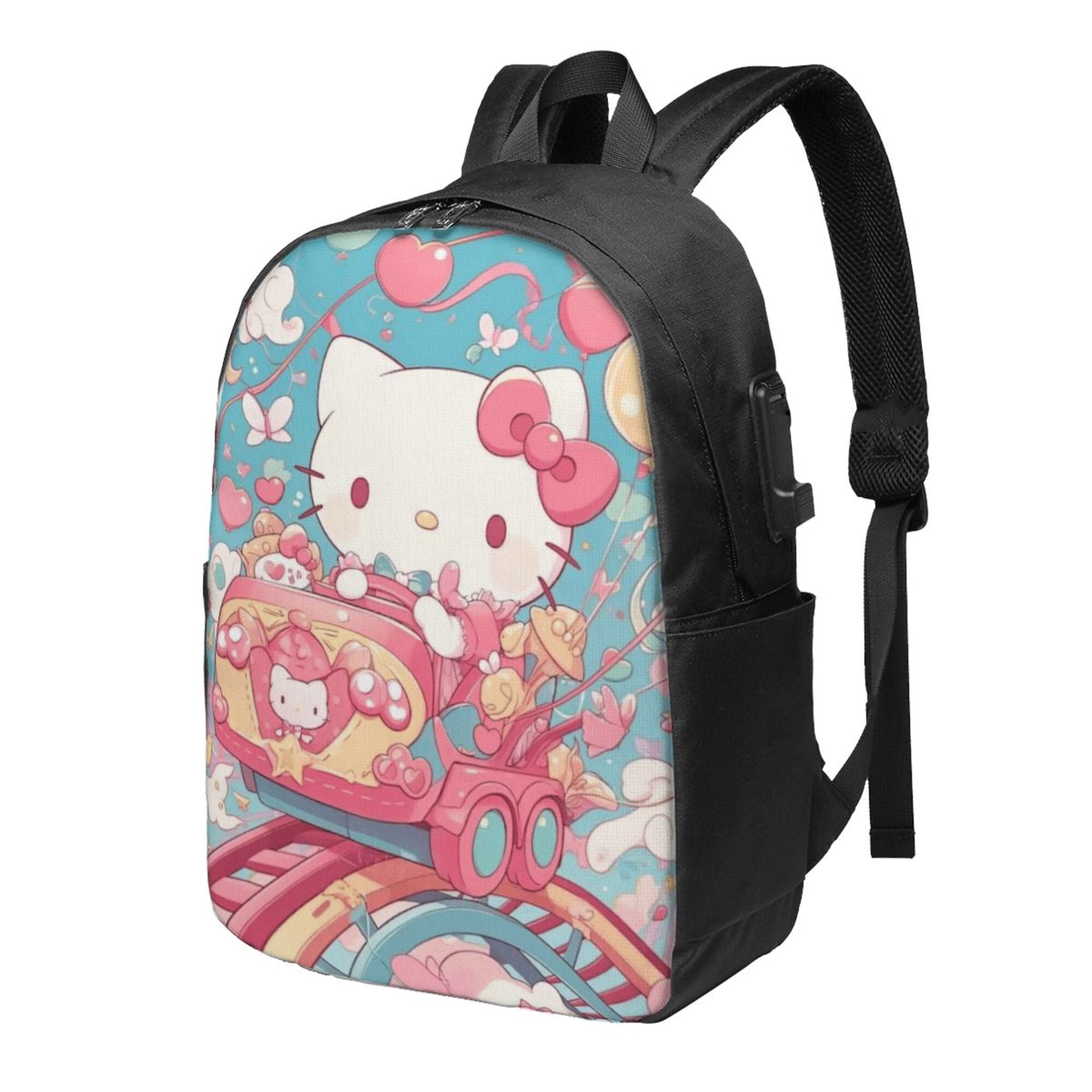 Balloons He-llo Kit-ty Travel Backpack with USB Port & Headphone Jack ...