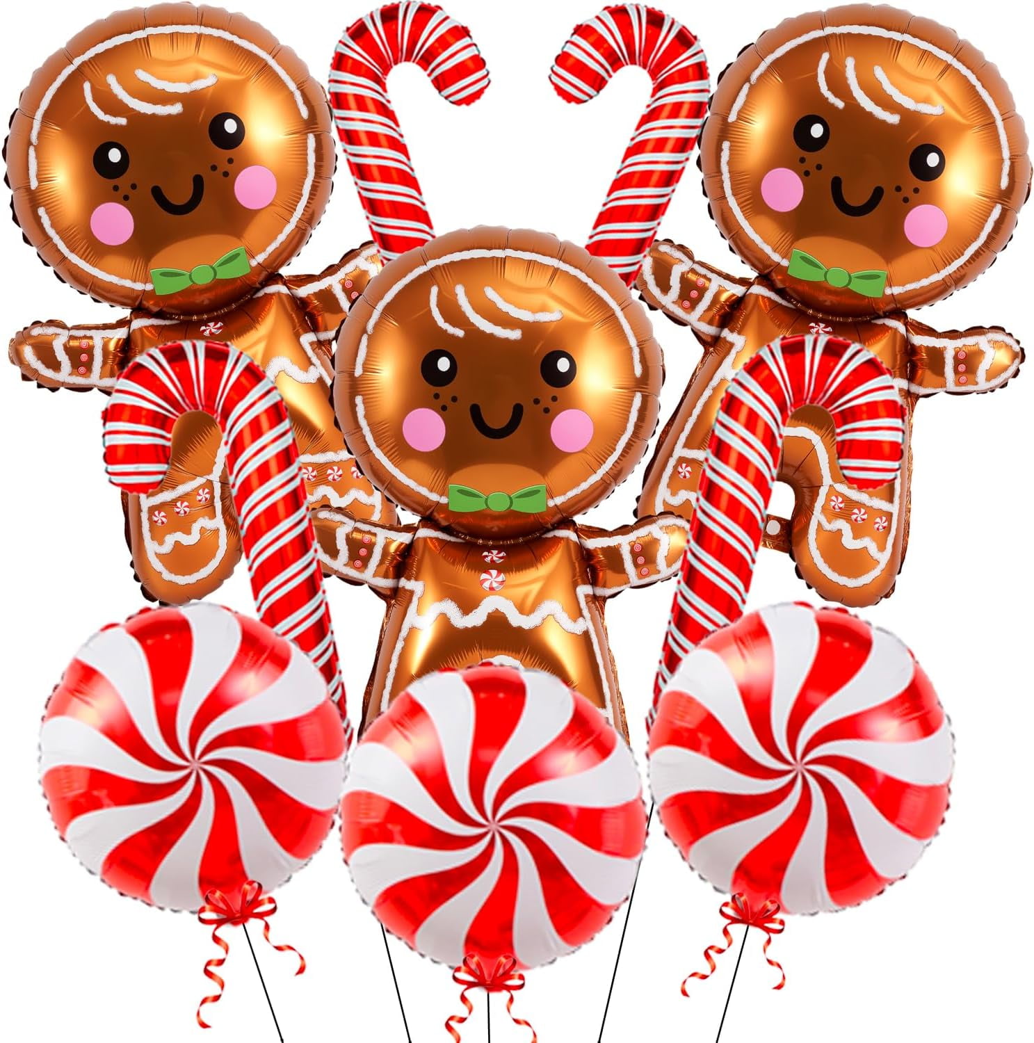 Balloons Set - Red Candy Cane Balloons Large Gingerbread Balloon ...