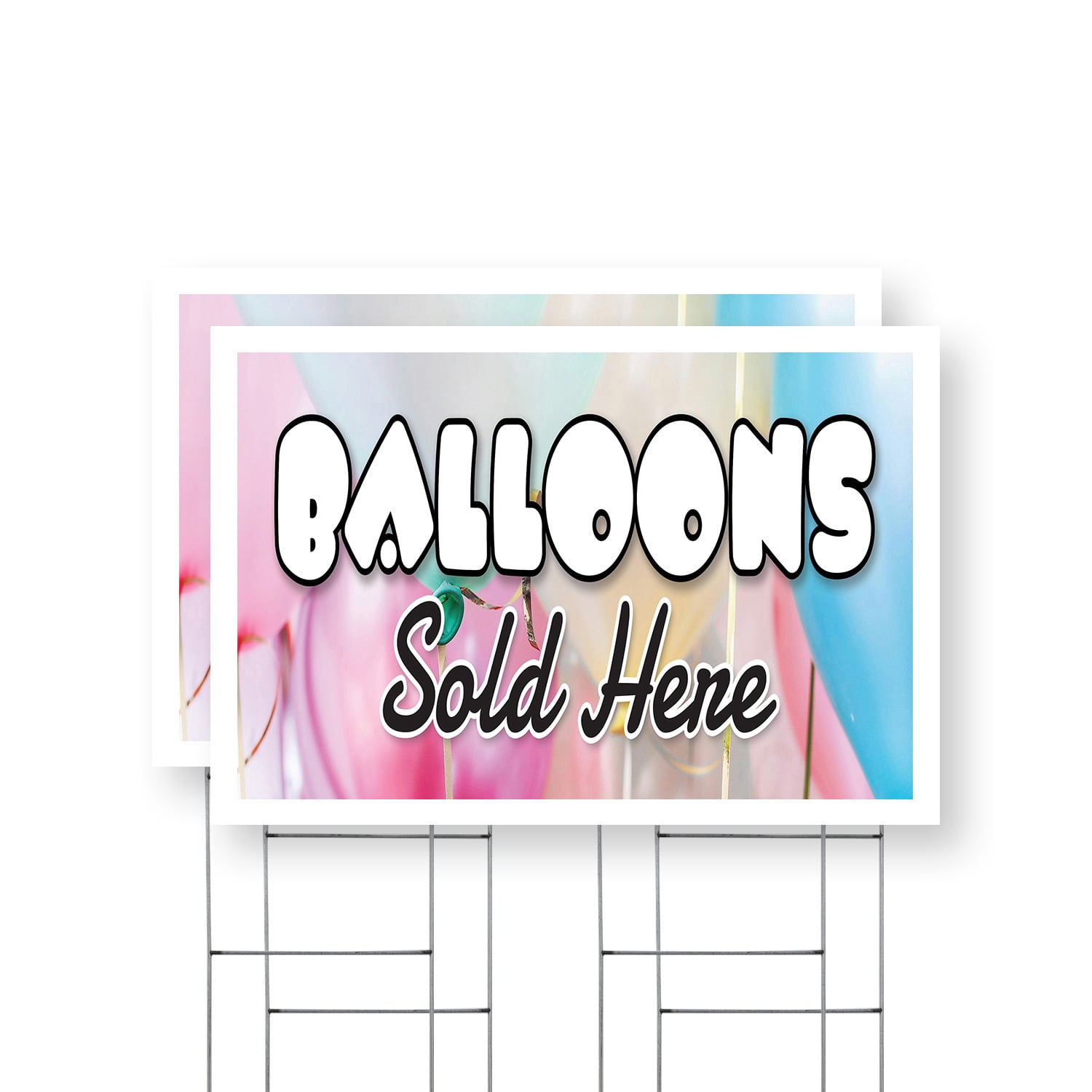Balloons Sold Here Yard Sign 2 Pack of 24 Inch x 36 Inch Single Sided ...