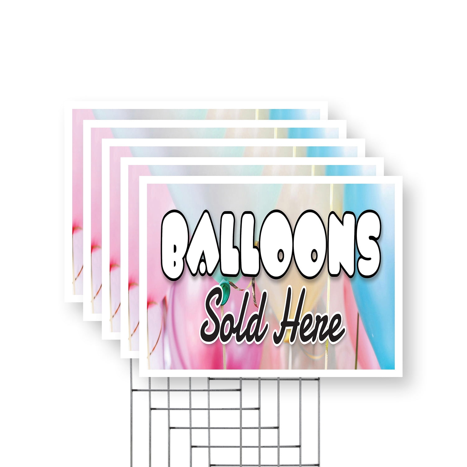 Balloons Sold Here Yard Sign 5 Pack of 12 Inch x 16 Inch Double Sided ...