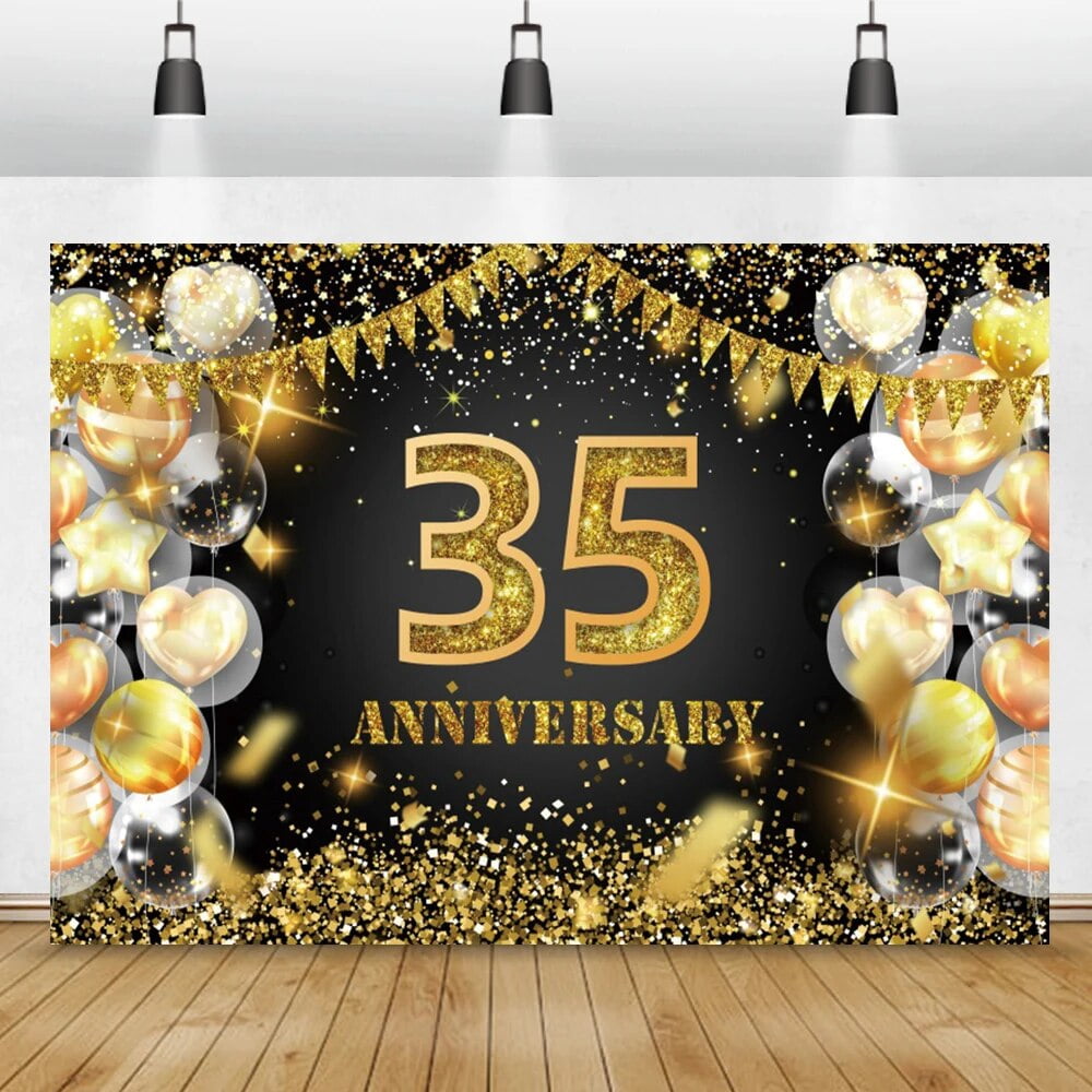 Balloons Stars Gold Flags Birthday Party Poster Banner Photo Backdrop ...