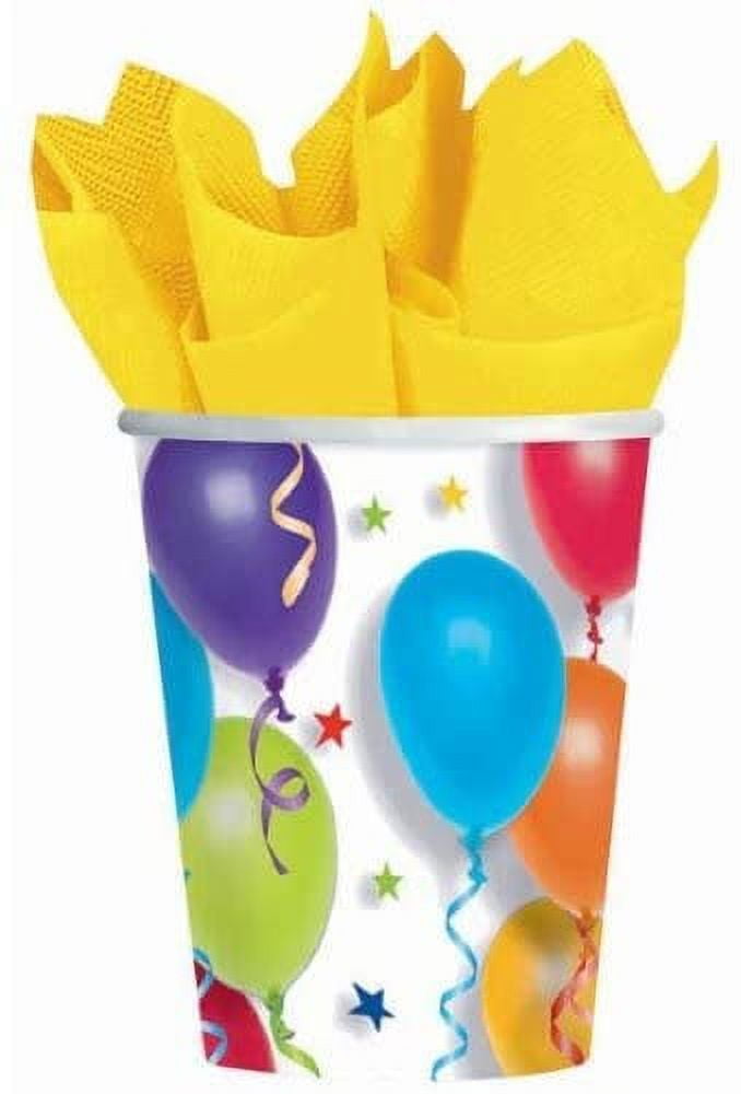 Balloons & Stars Streamers Celebration Birthday Party 9 oz. Paper Cups ...