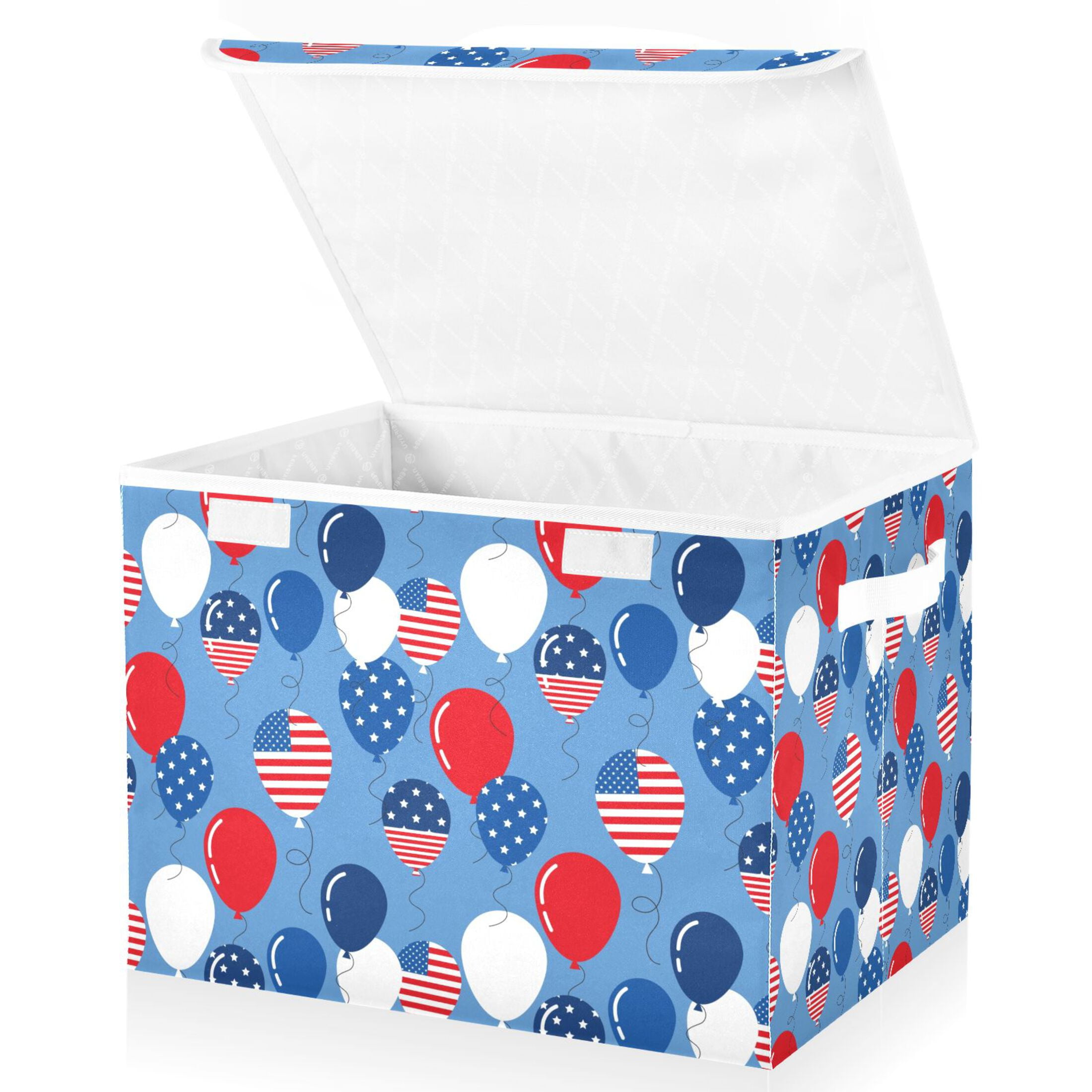 Balloons Stars and Stripes Large Lidded Storage Bin Foldable Storage ...