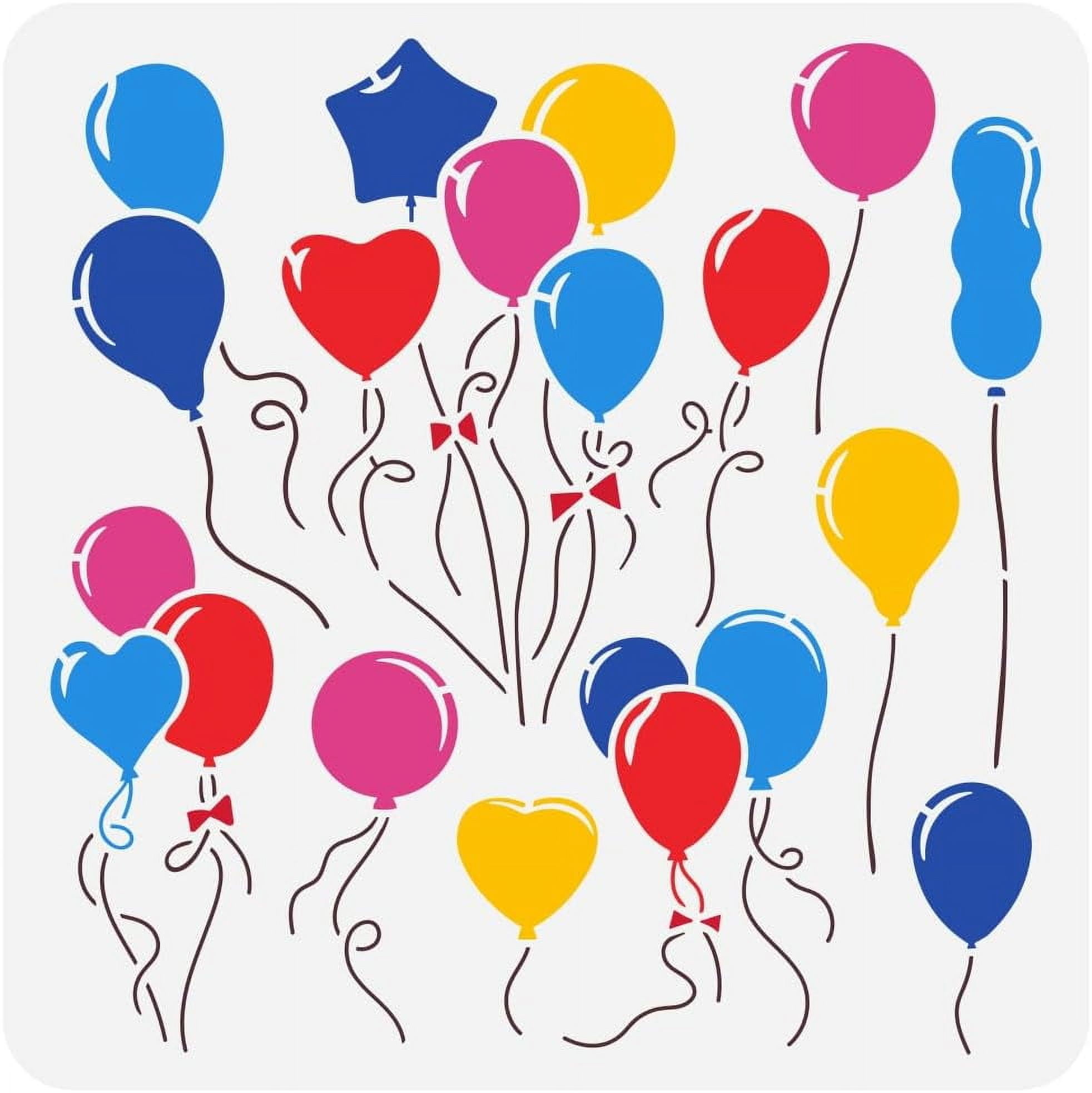 Balloons Stencil 11.8x11.8 inch Balloons with Line Painting Stencil ...