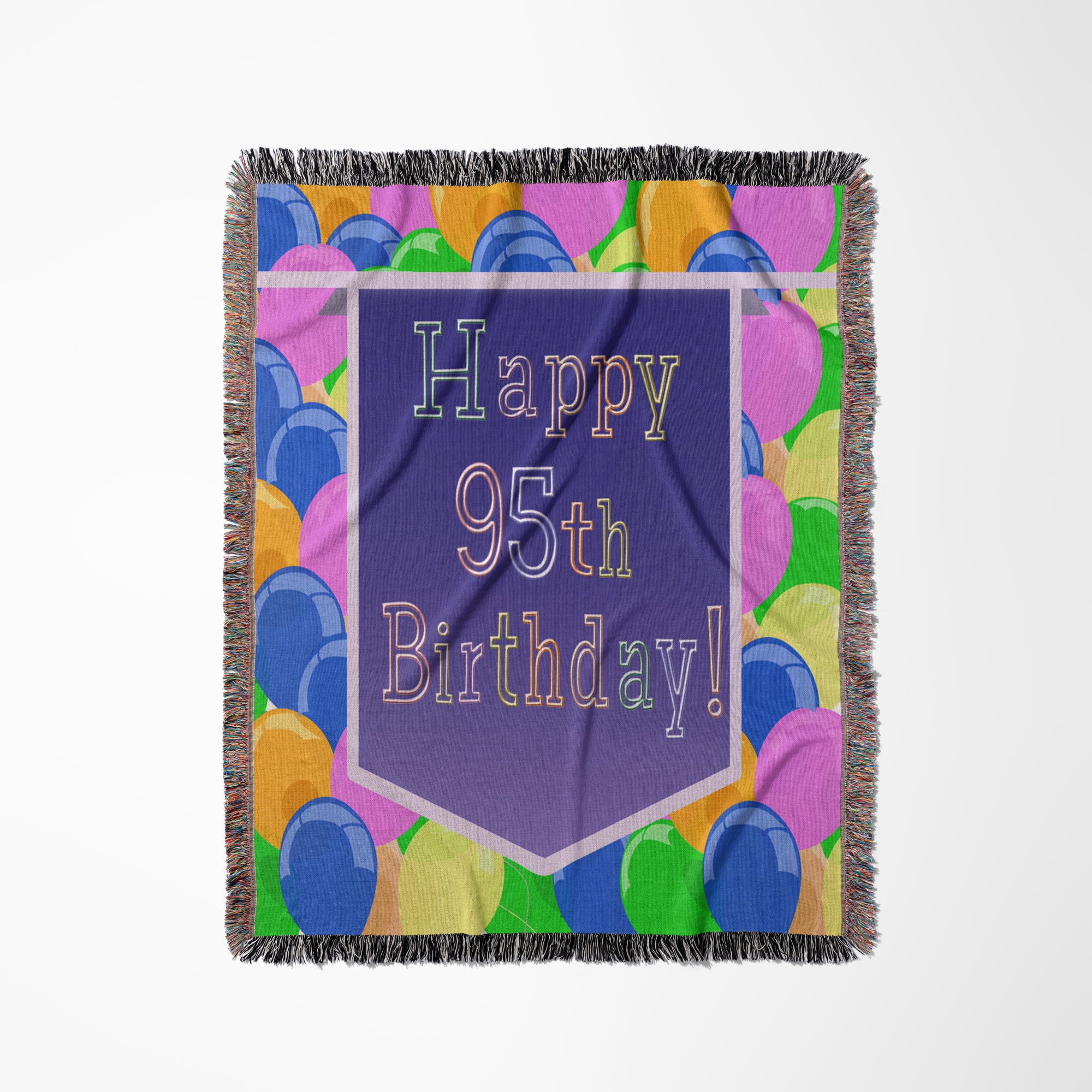 Balloons With Purple Banner Happy 95Th Birthday, Woven Blanket ...