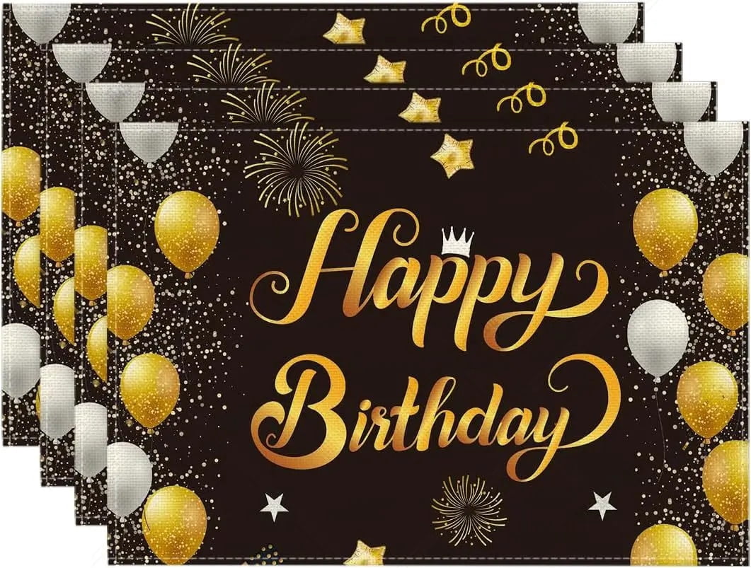 Balloons s Happy Birthday Placemats Set of 4 12x18h Table Mats for ...