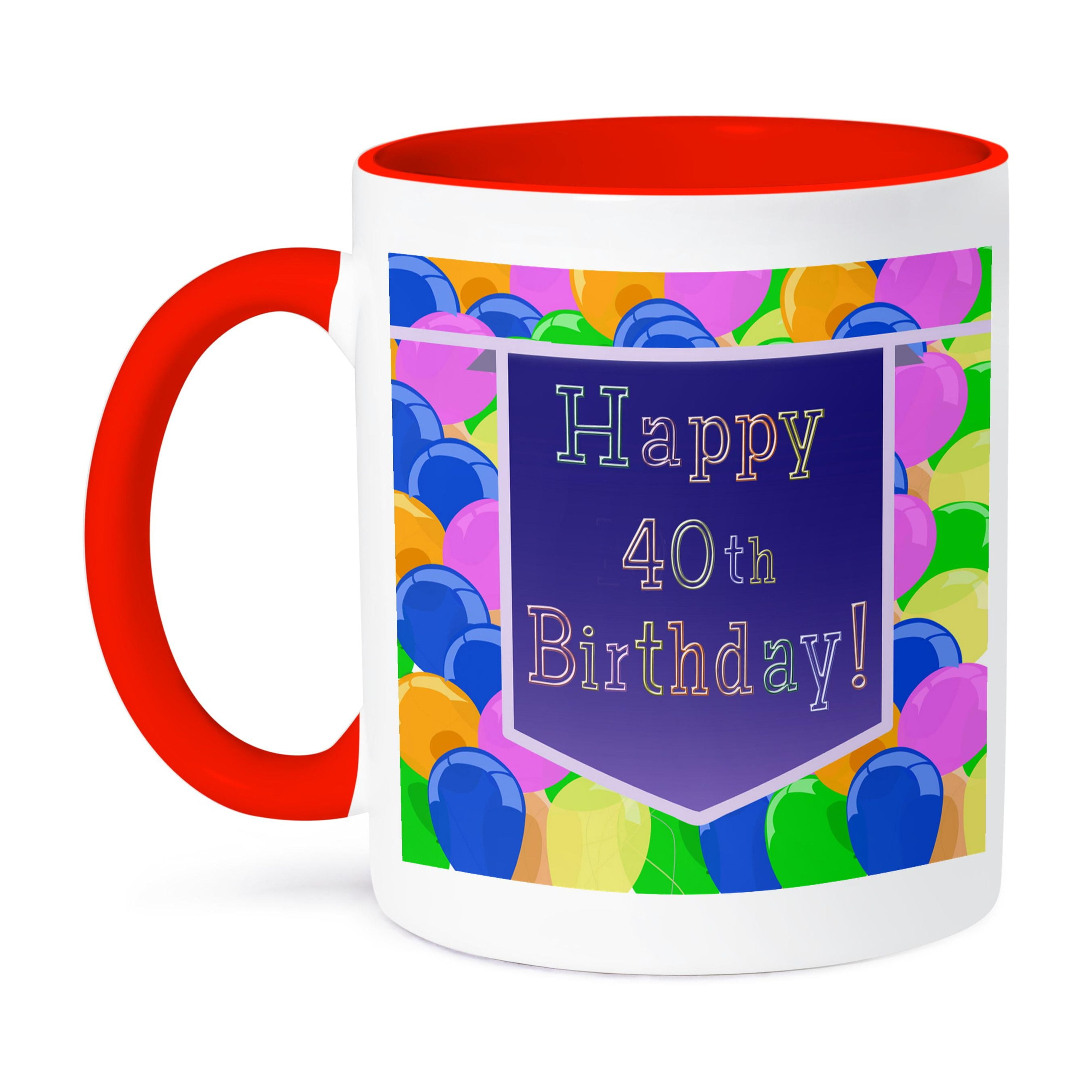 3dRose, Balloons with Purple Banner Happy 40th Birthday, 15oz Two-Tone ...