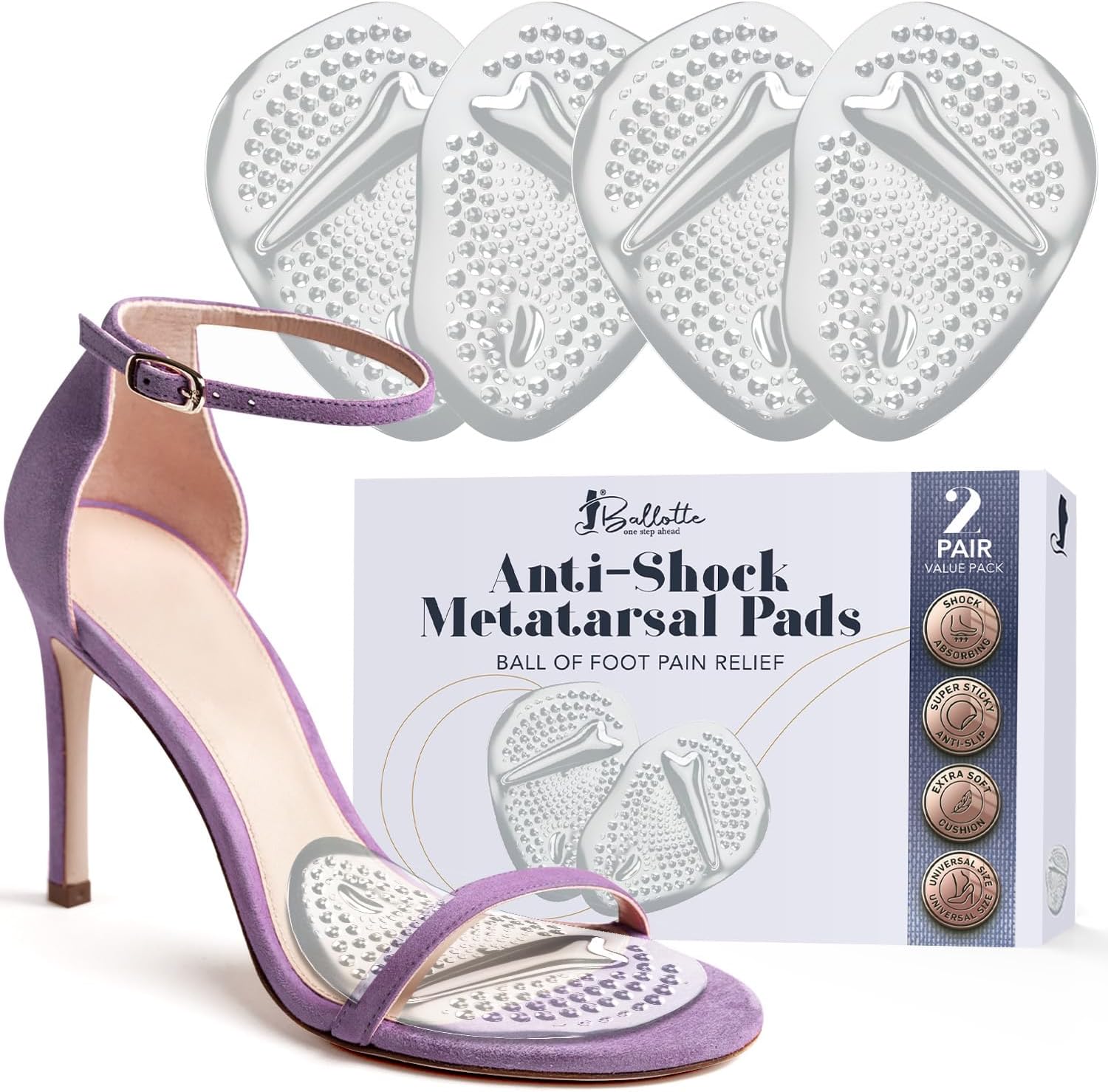 Chiroplax High Heel Cushion Inserts Pads (4 Pairs) Suede Ball of Foot ...