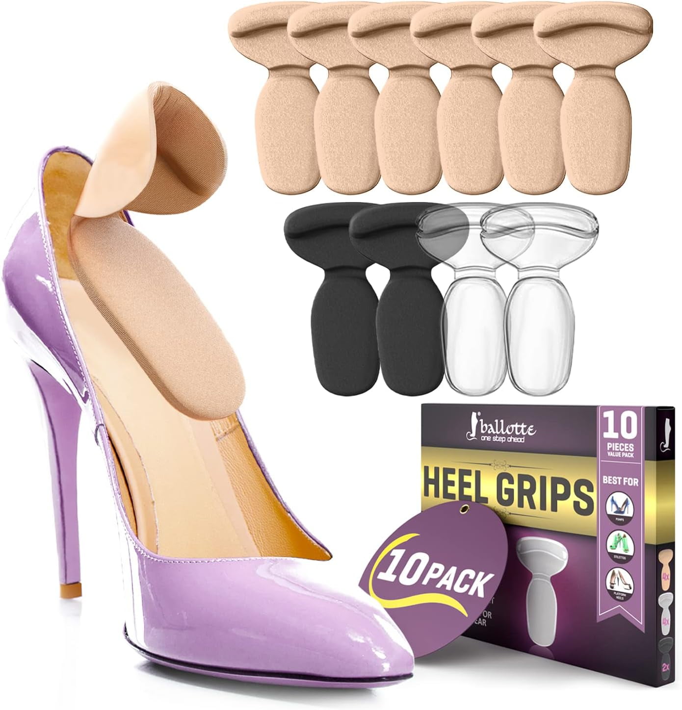Ballotte Silicone Heel Protector - Heel Grips Heel Pads Shoe Pads Shoe Inserts for Women Heels ...