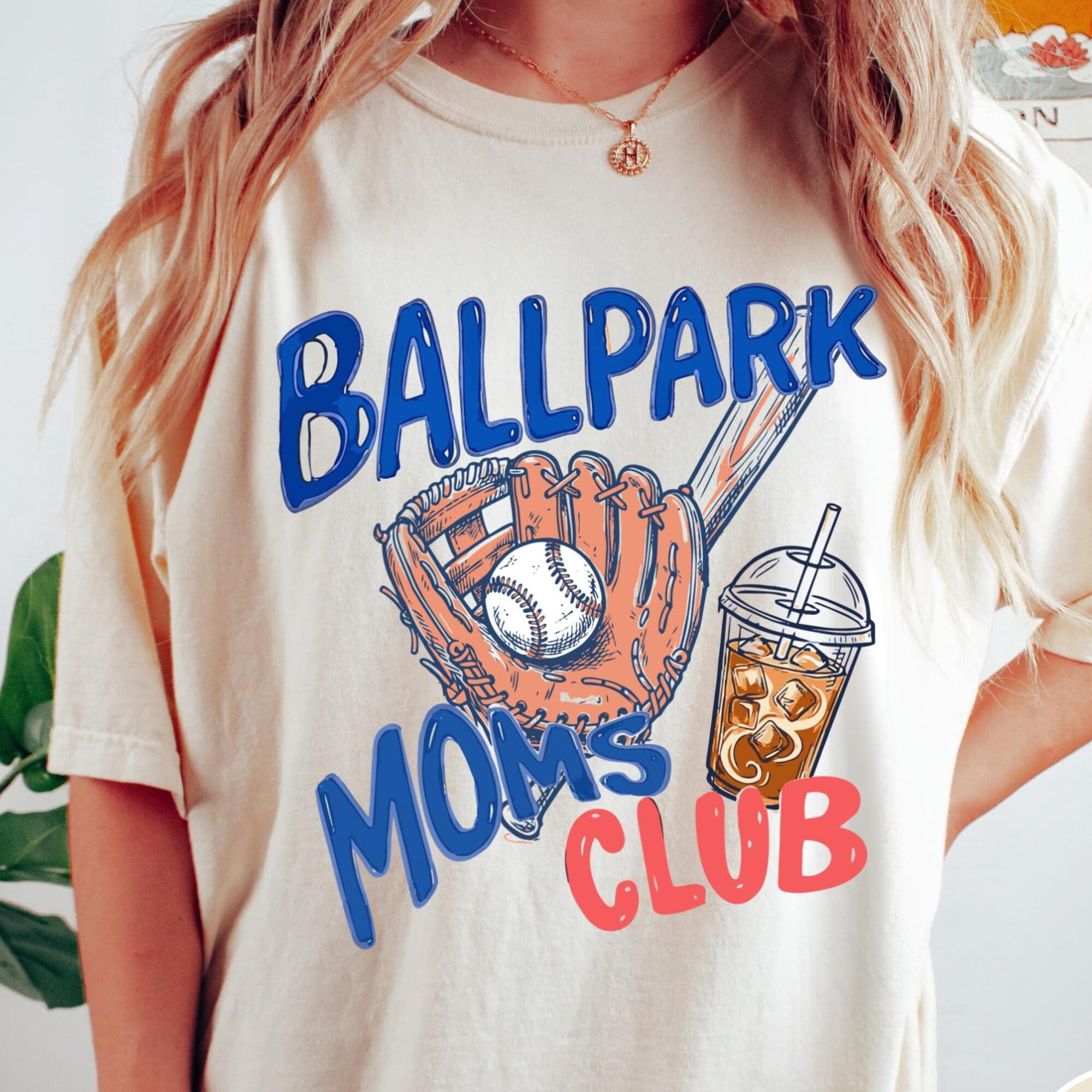 Ballpark Moms Club TShirt Gameday Doodle Baseball Tee Trendy Women 39 s ...