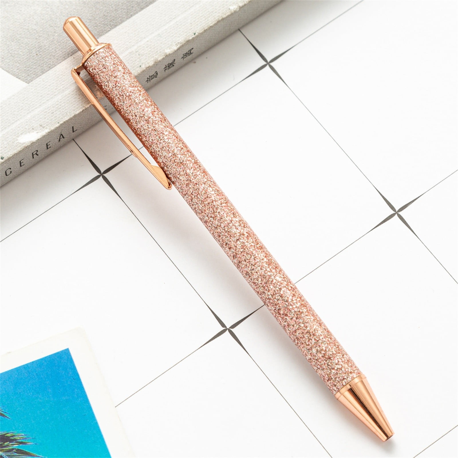 Ballpoint Pen, Comfortable Writing Pen, Rose Gold|Glittering Gold Dust ...