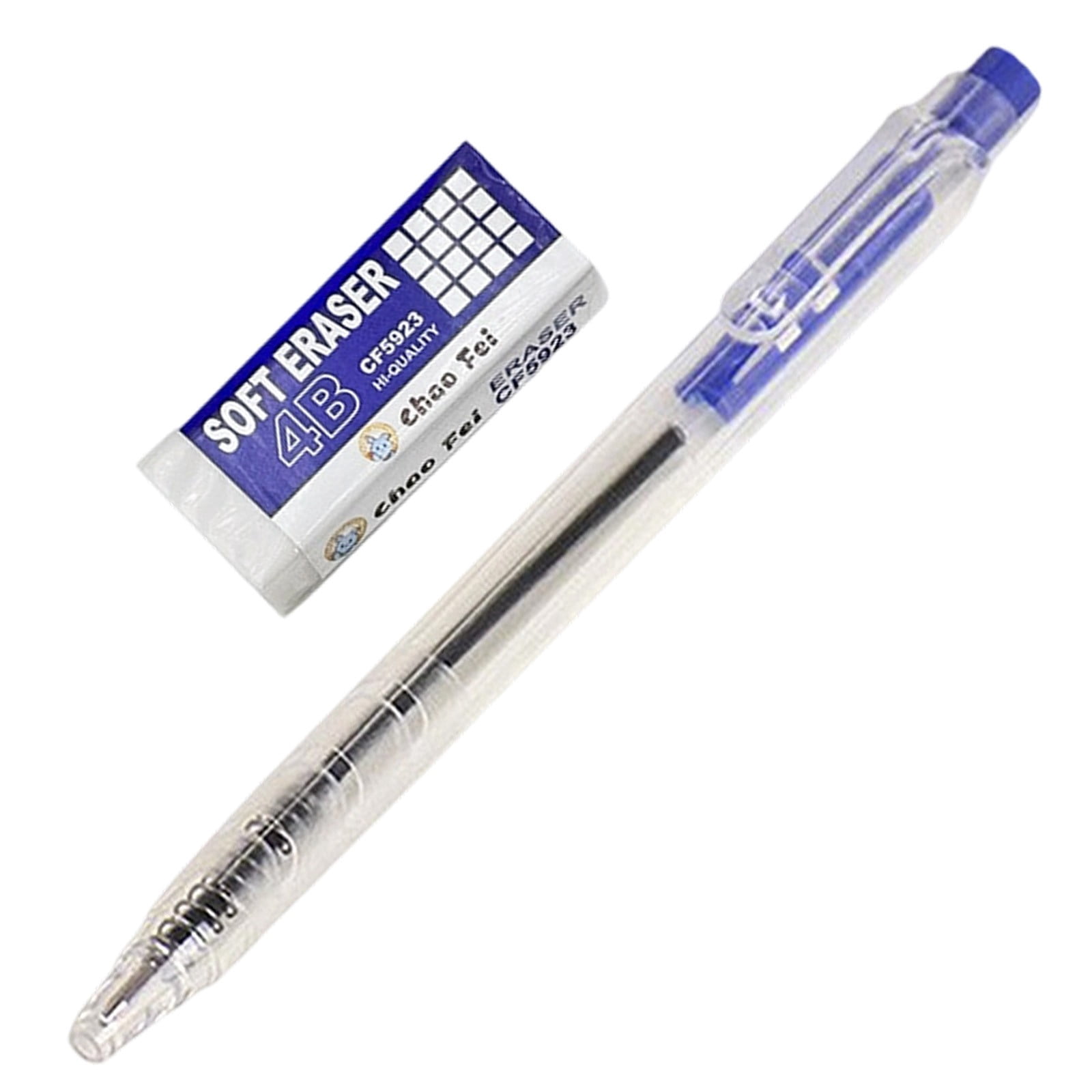 Ballpoint Pen & Eraser Combo Set,Transparent Plastic Pen Barrel with ...