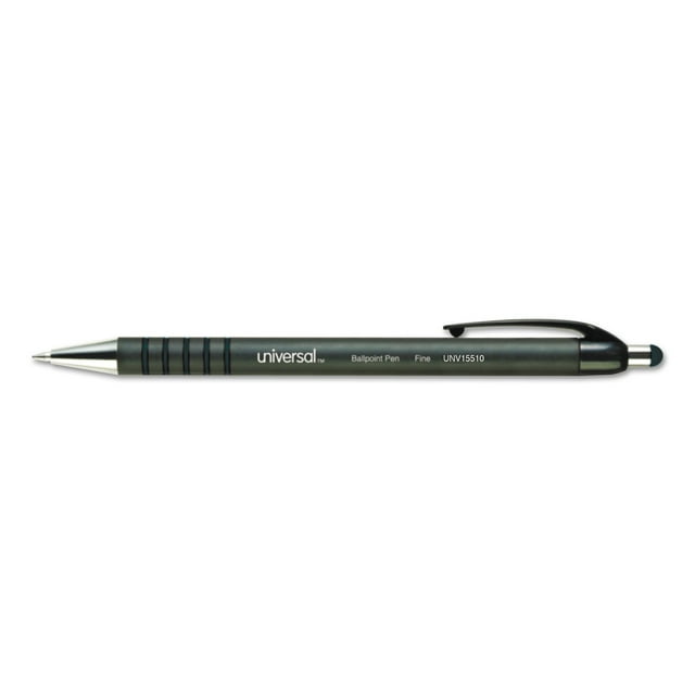 Ballpoint Pen, Retractable, Medium 1 Mm, Black Ink, Black Barrel, Dozen ...