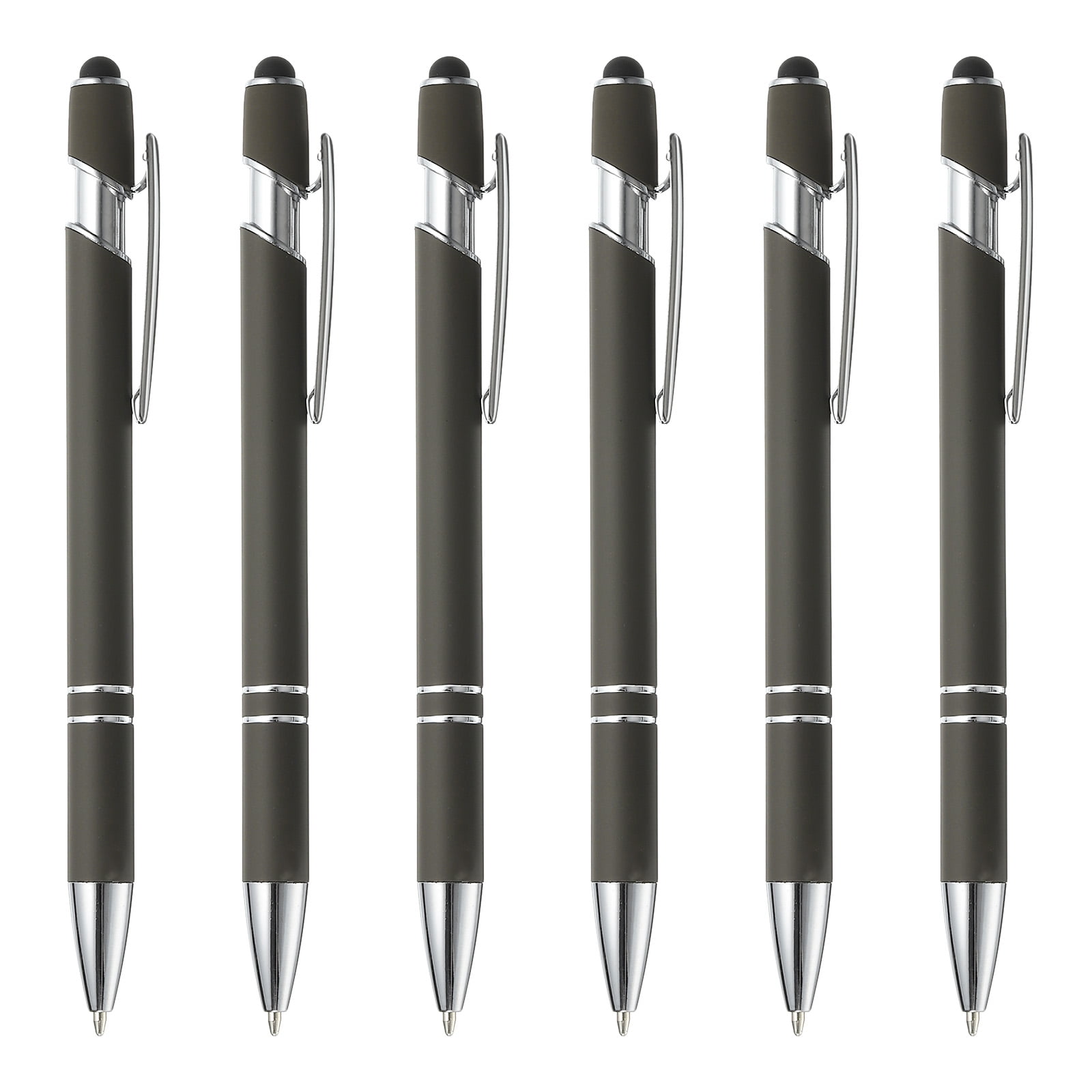Ballpoint Pen with Stylus Tip, 6Pcs 2 in 1 Metal Pen Black Ink 1.0mm ...