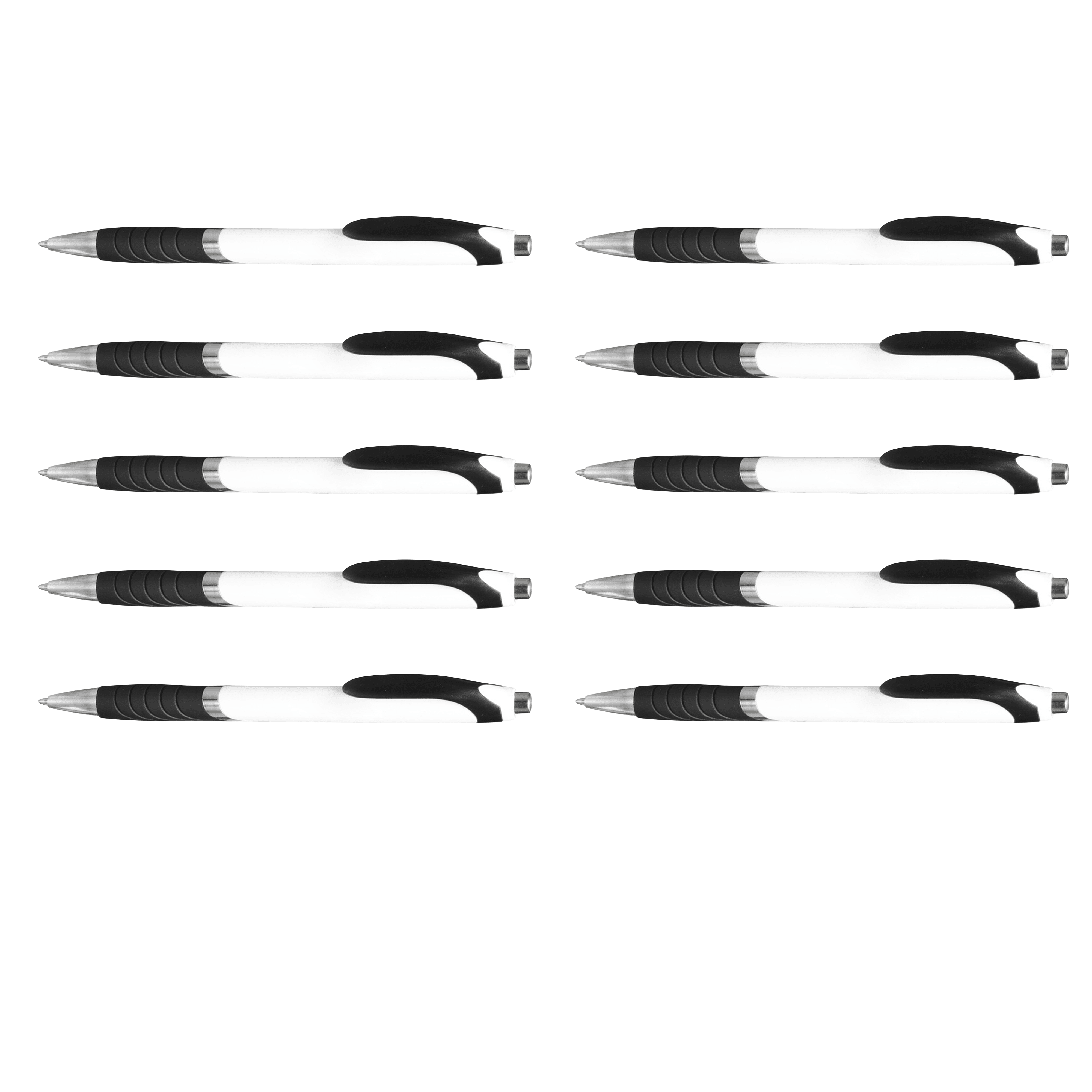 Ballpoint Pens With Rubber Grip - 10 pack - Black Ink Ball Point Pen ...