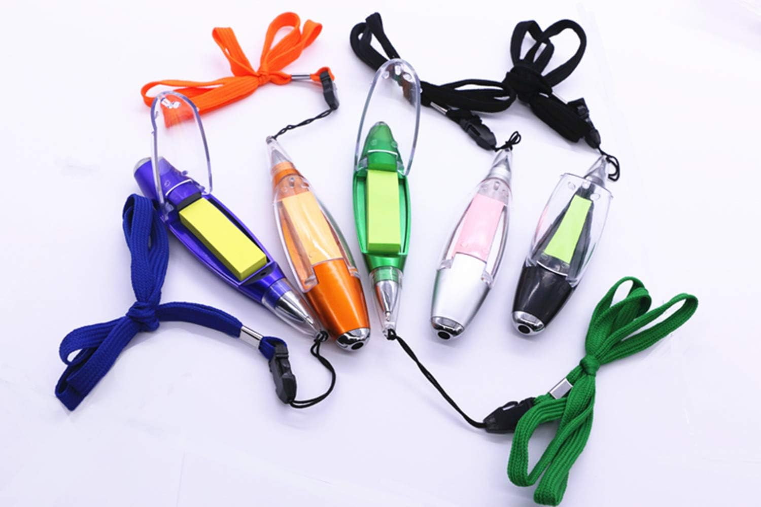 Ballpoint Pens with Sticky Note, 0.7mm Lanyard Pen with Led,Portable ...